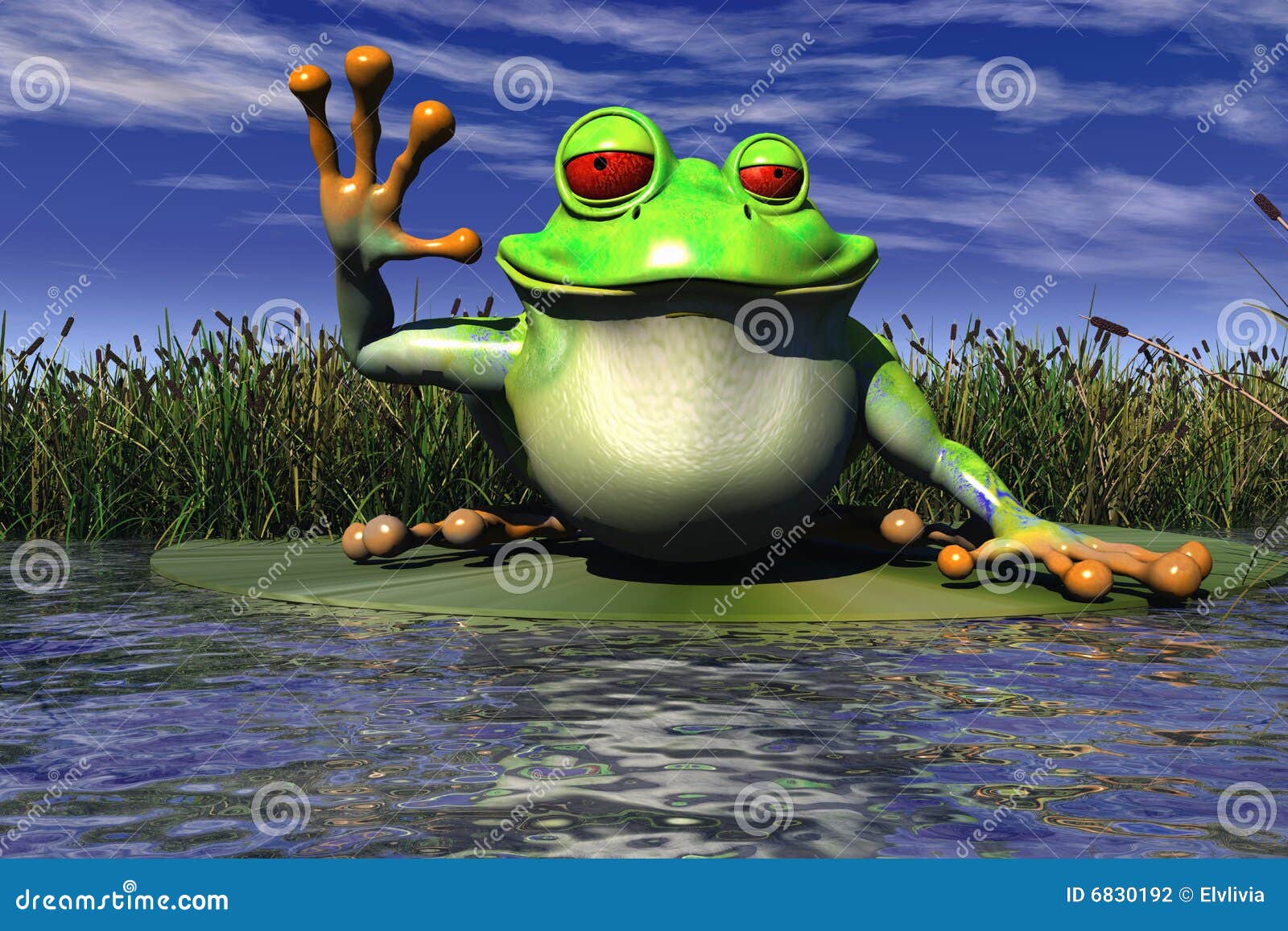 Frog Waving From A Rain Puddle Stock Photo | CartoonDealer.com #38111904