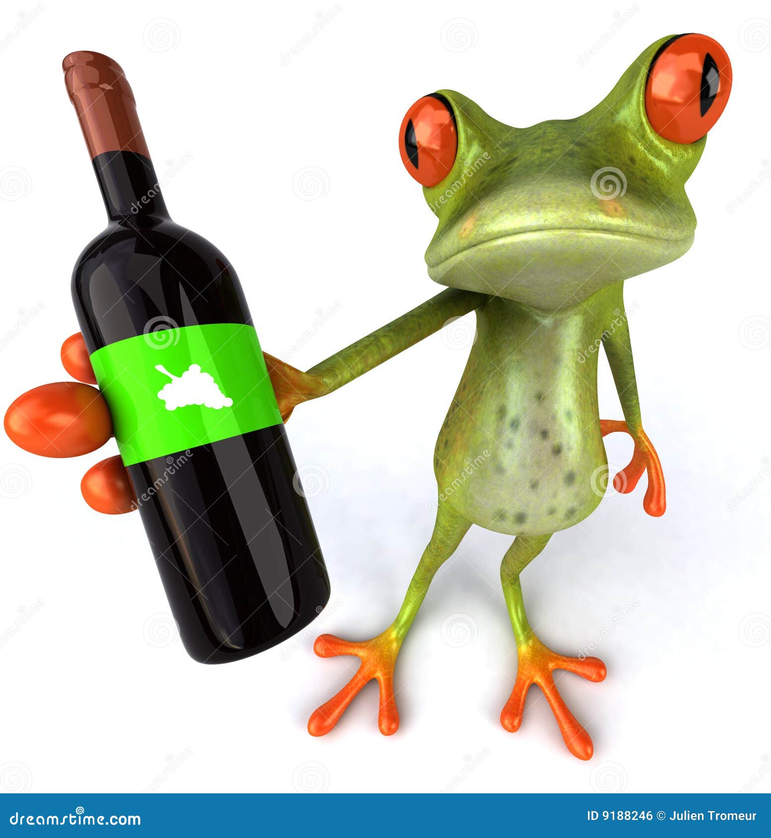 Frog with wine stock illustration. Illustration of tropics - 9188246
