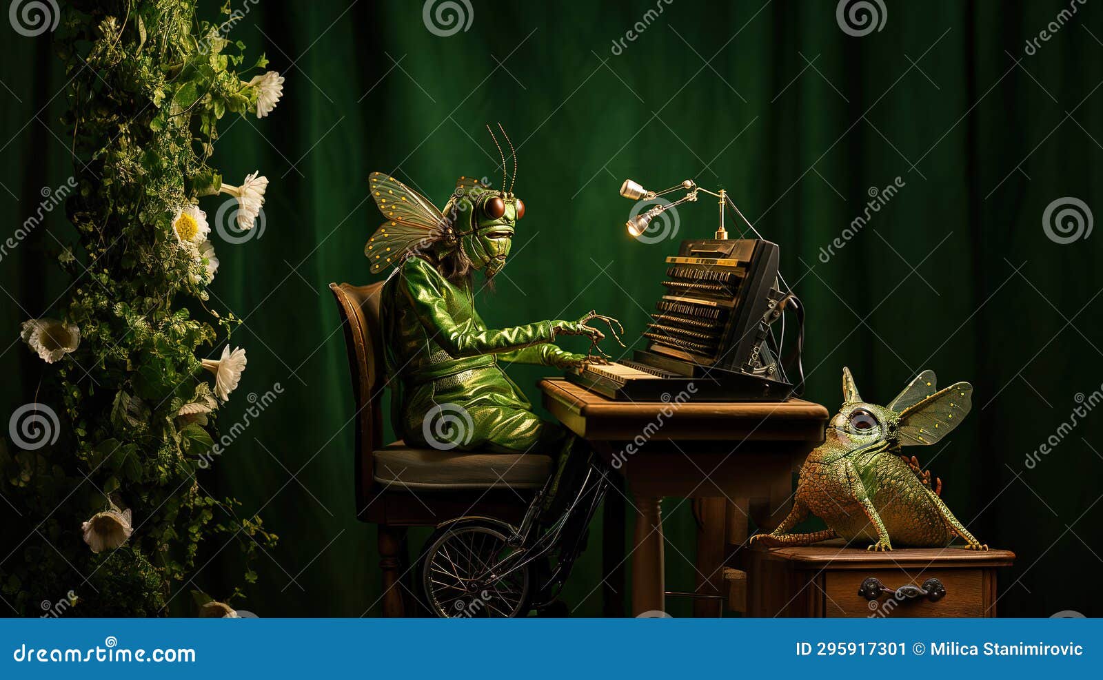 Frog at Work: a Frog Typing Away on a Computer Stock Illustration ...