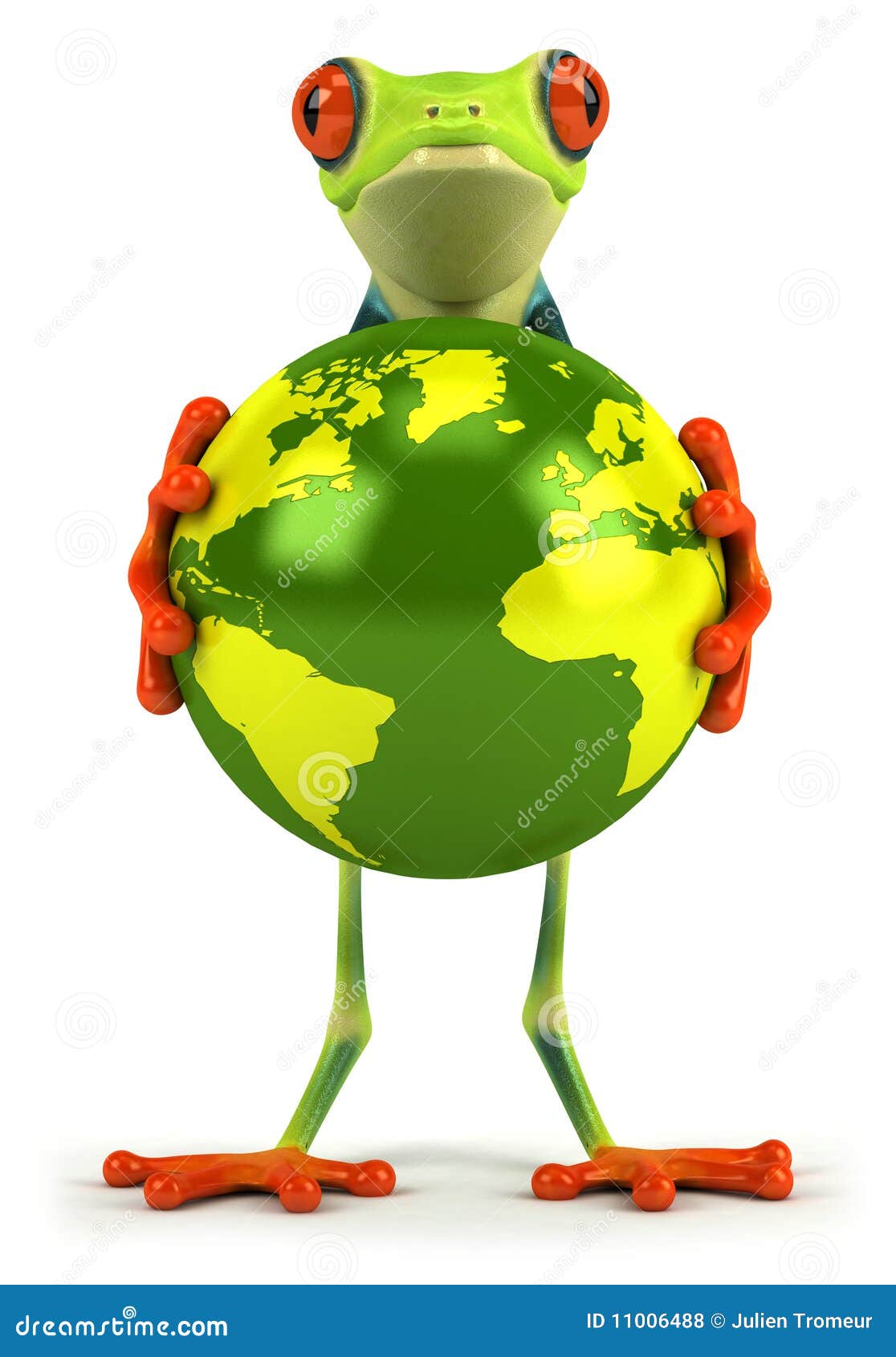Frog with the world stock illustration. Illustration of aqua - 11006488