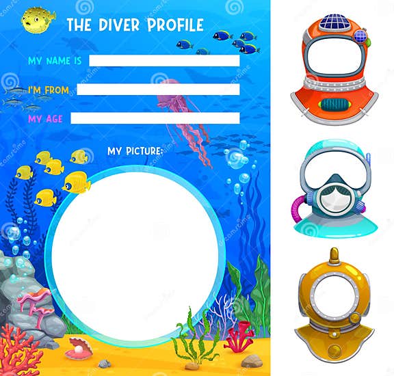 Frogman or Diver Profile Form, Vector Photo Booth Stock Vector ... Frogman or Diver Profile Form, Vector Photo Booth Stock Vector ...