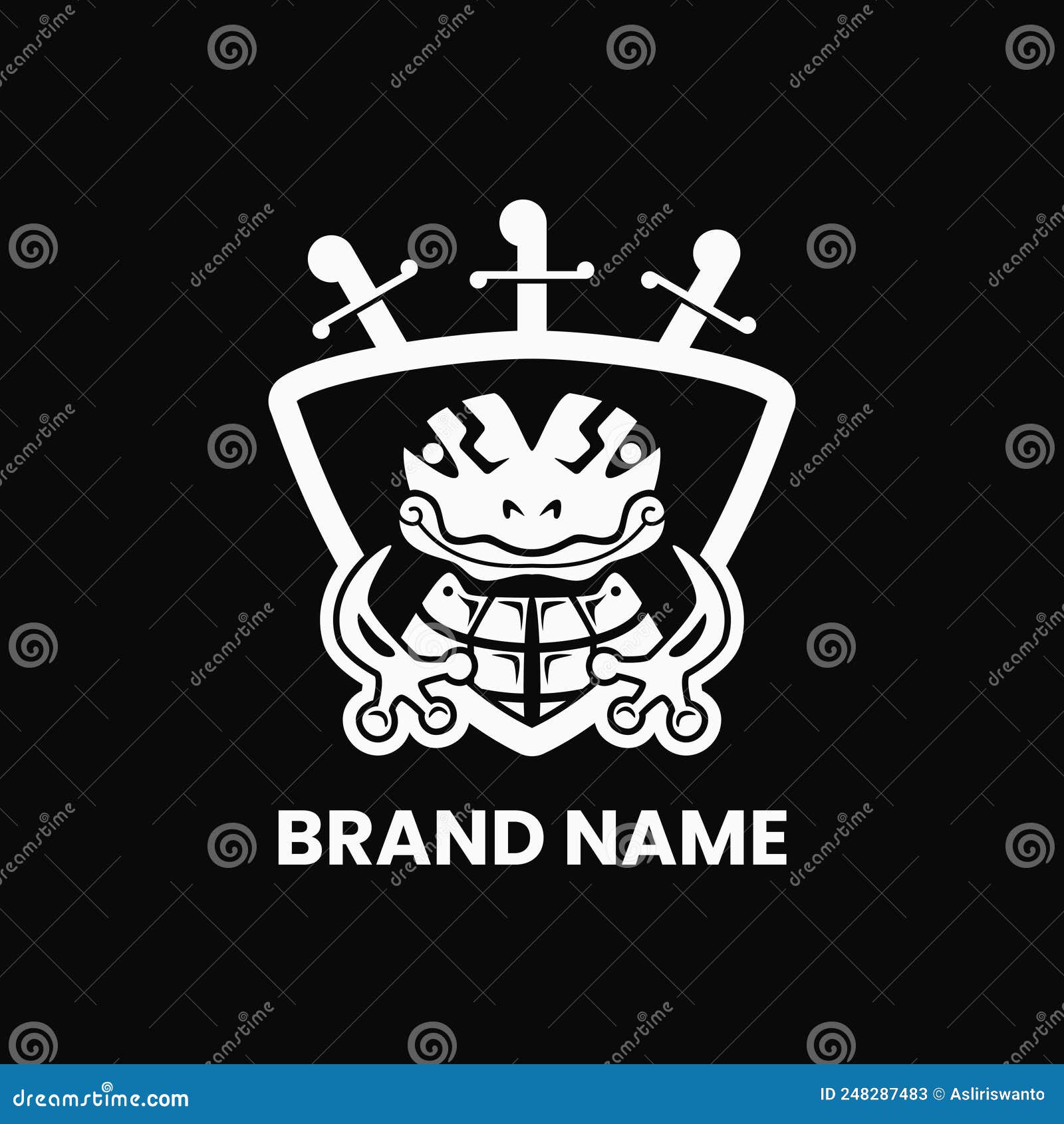 Frog, Shield and Three Swords Logo Concept. Creative, Animal, Flat ...