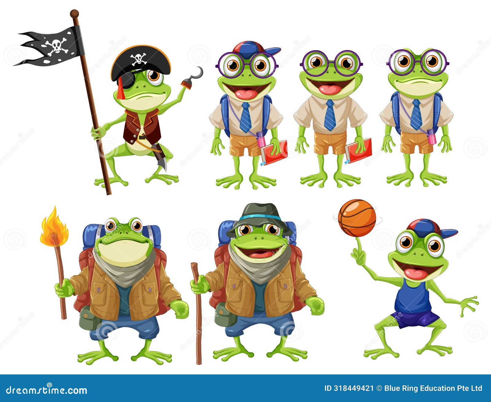 Frogs Dressed in Different Costumes Stock Illustration - Illustration ...