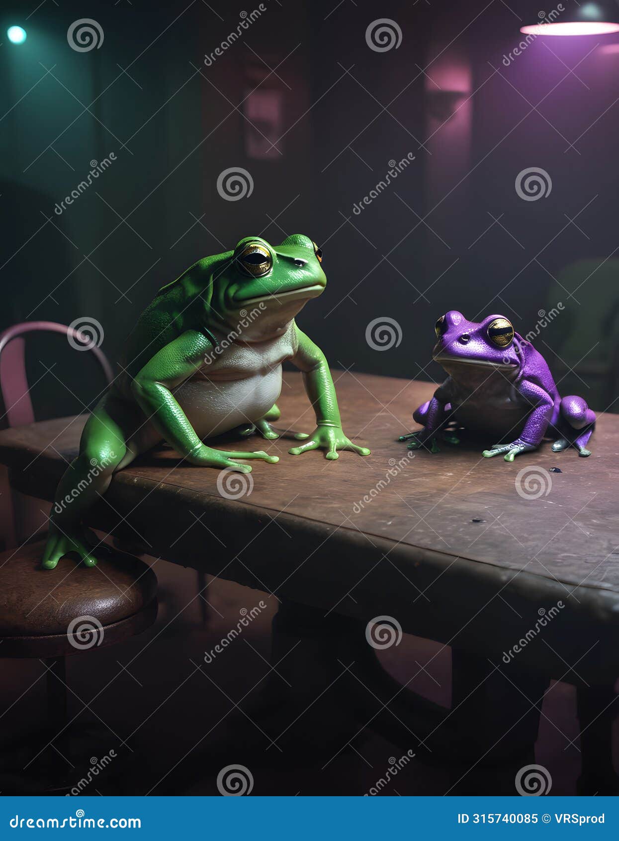 Frogs’ Engaging Discussion at Table AI Generated Stock Image - Image of ...