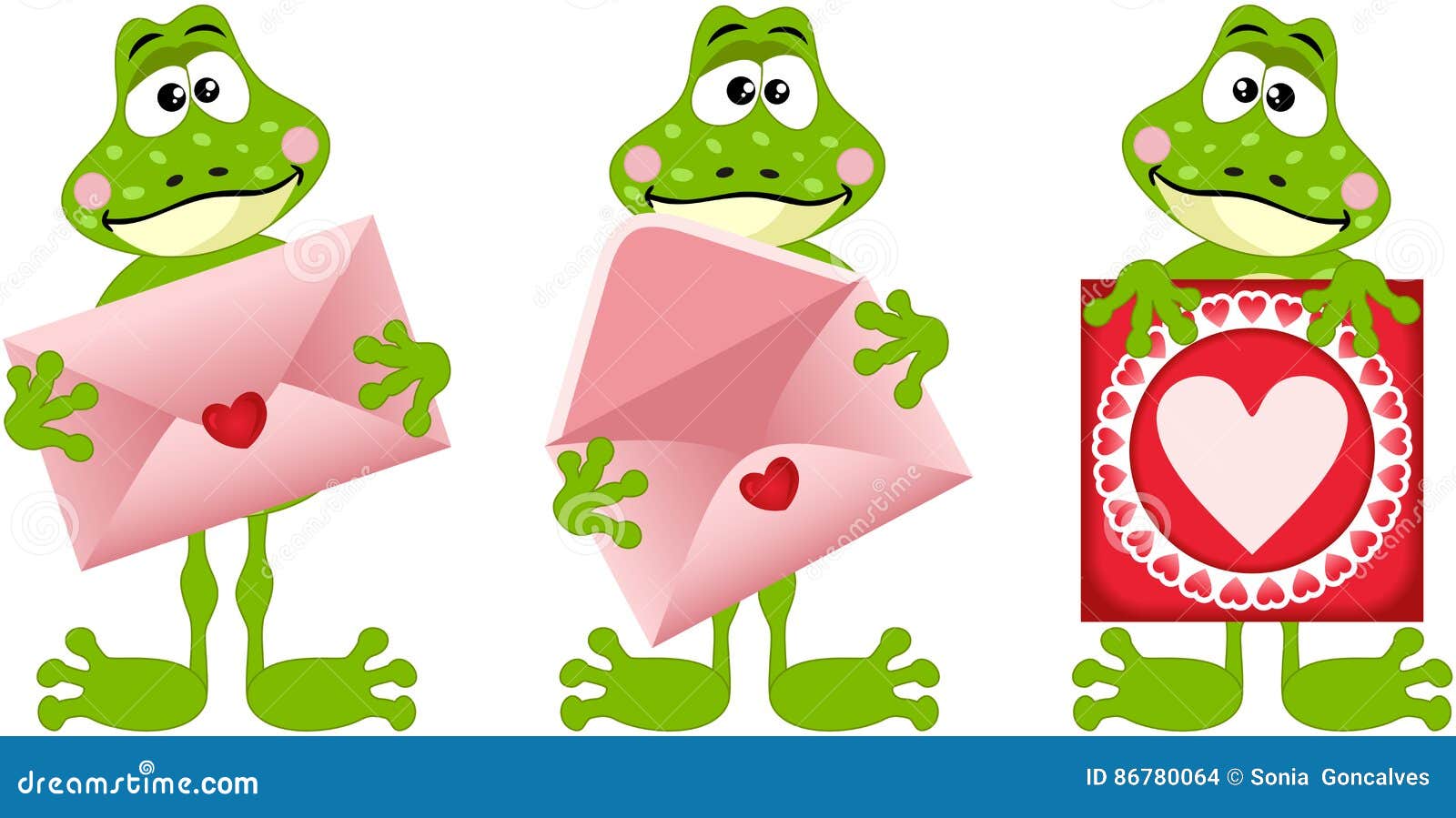 Frogs with Envelope and Heart Postcard Stock Vector - Illustration of ...