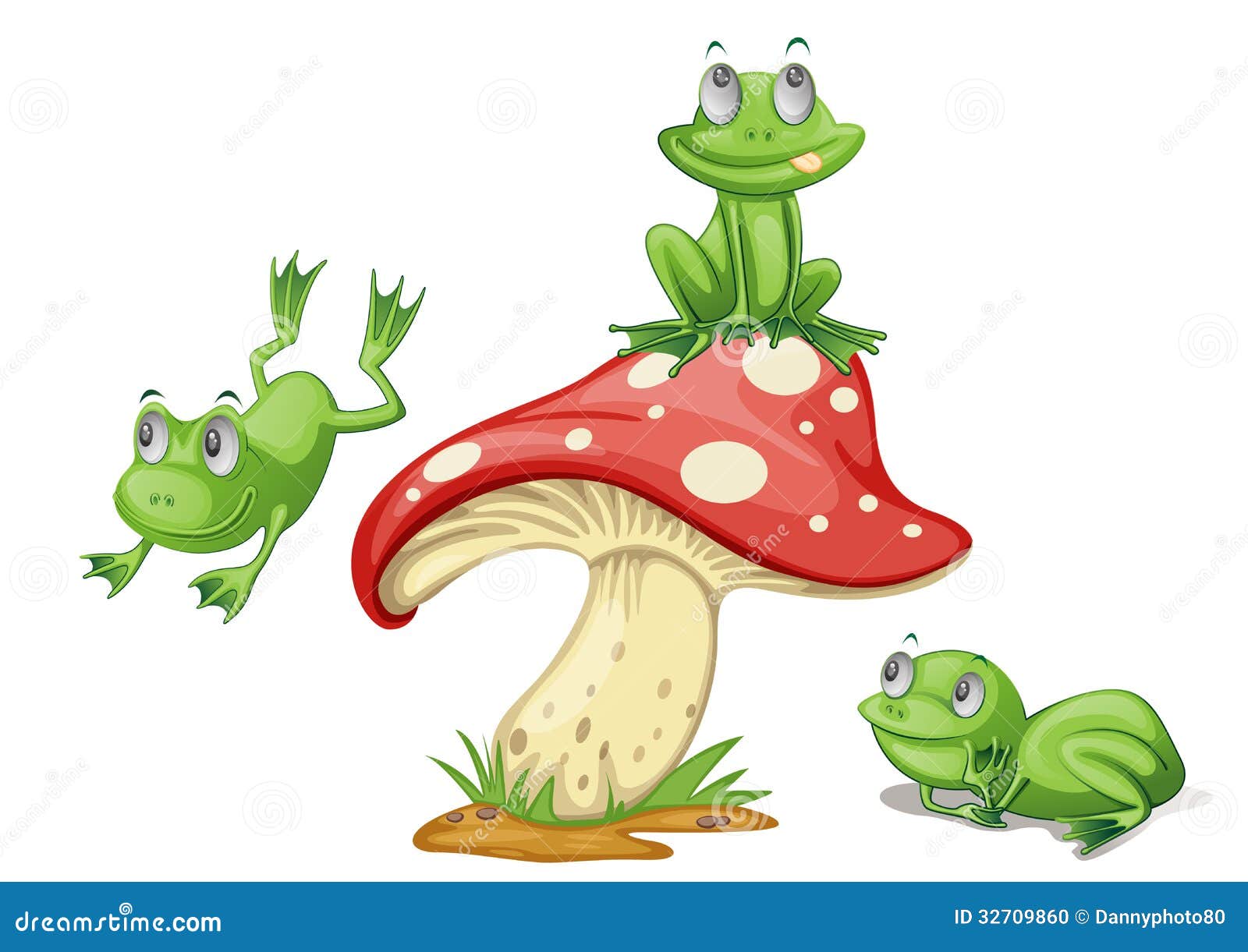 3 frogs stock illustration. Illustration of little, friends - 32709860