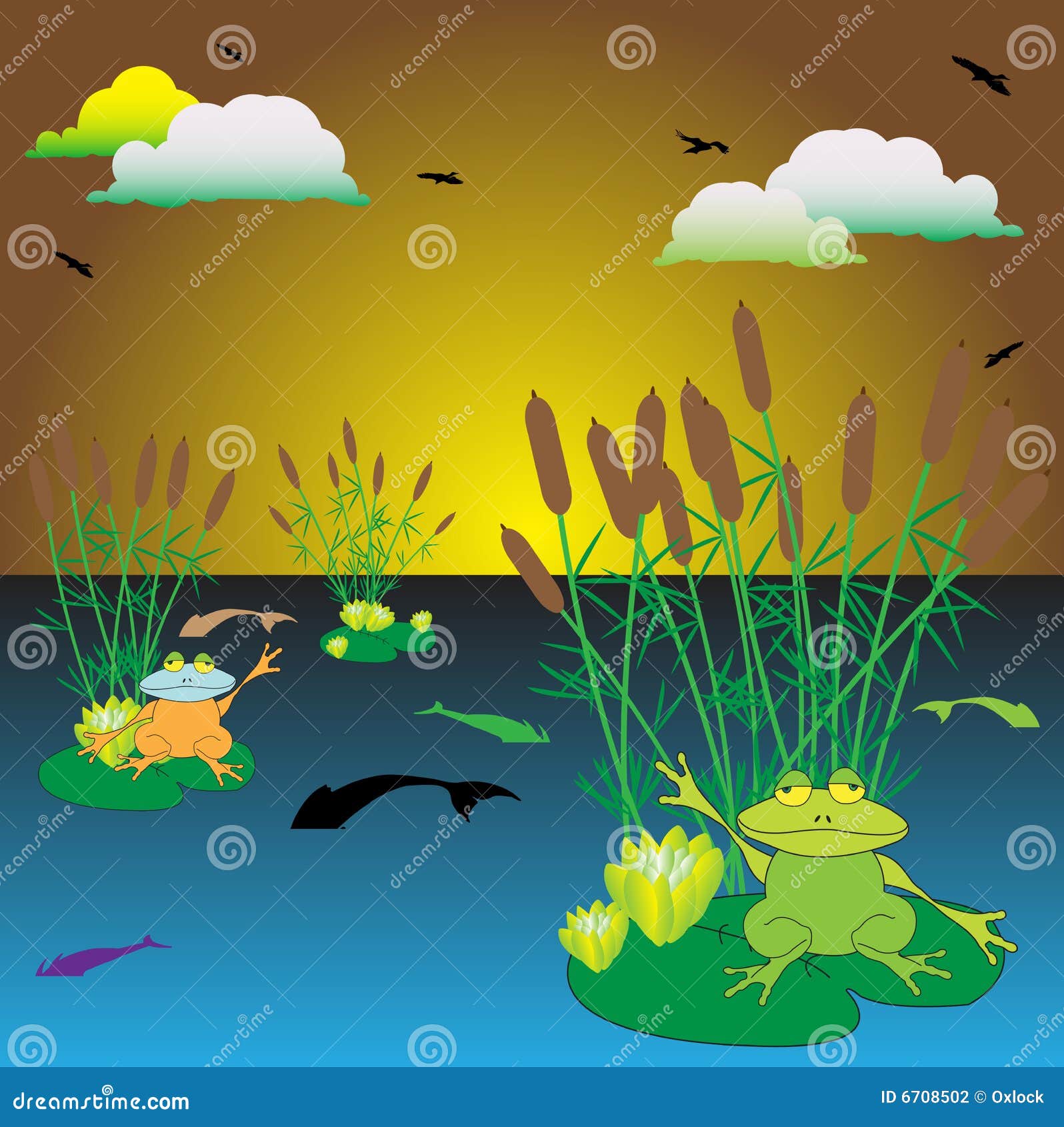 Frogs Swimming Pool Cartoon Vector | CartoonDealer.com #93796857