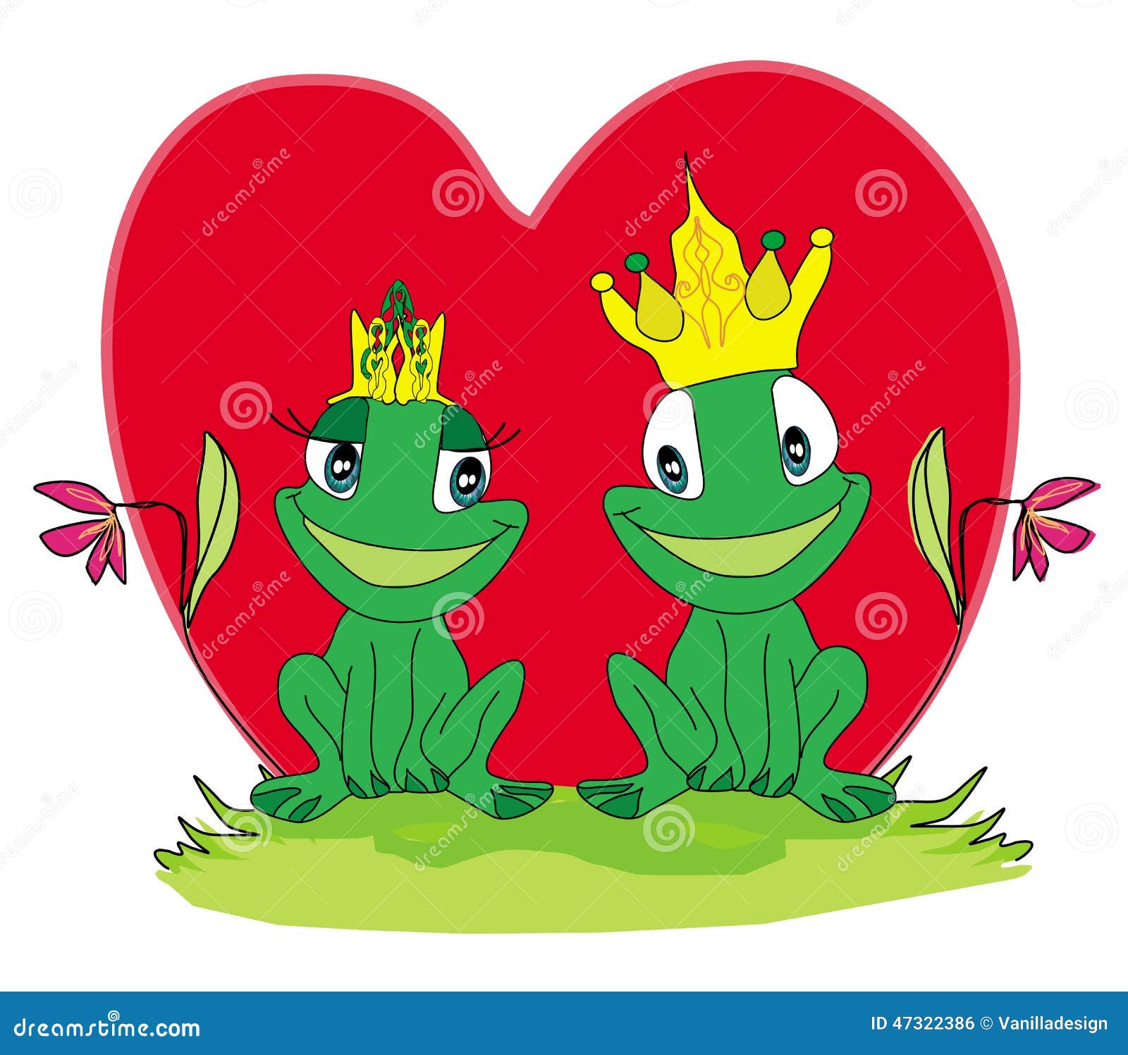 Frogs in love stock vector. Illustration of funny, heart - 47322386