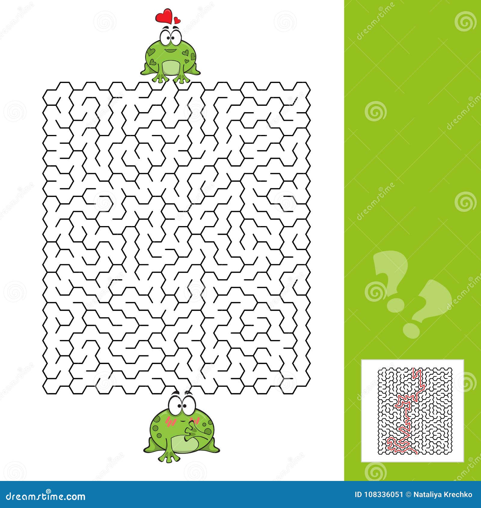 Frogs Maze Game with Answer Stock Vector - Illustration of labyrinth ...