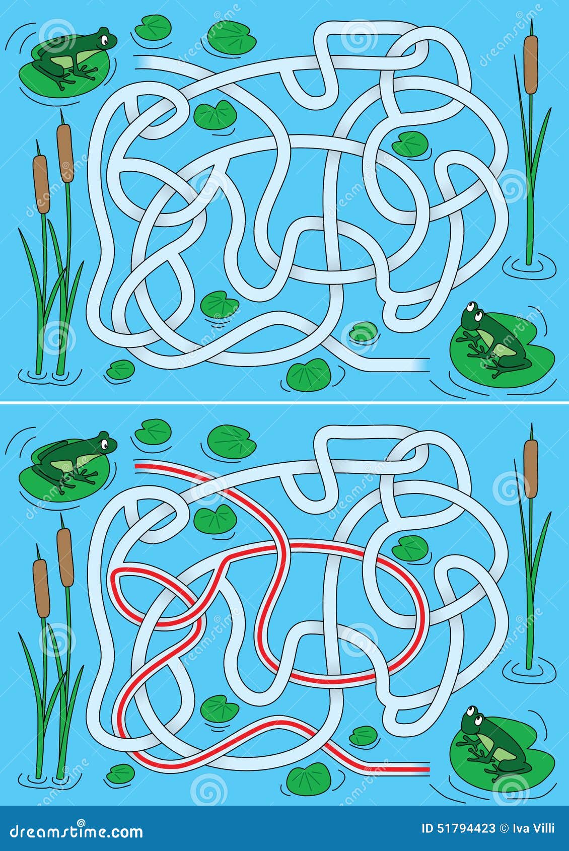 Frogs Maze Cartoon Vector | CartoonDealer.com #51794423
