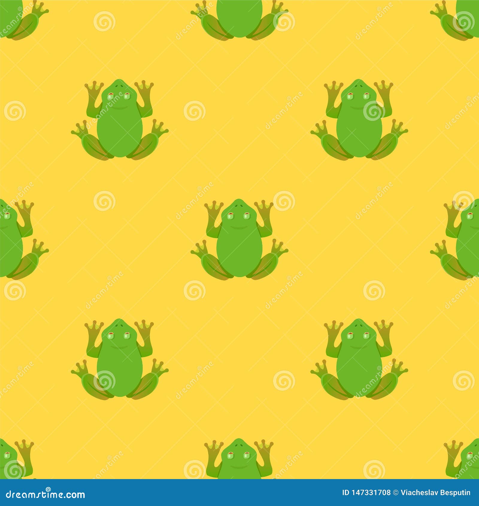 Frogs Pattern on Yellow Background. Stock Vector - Illustration of ...