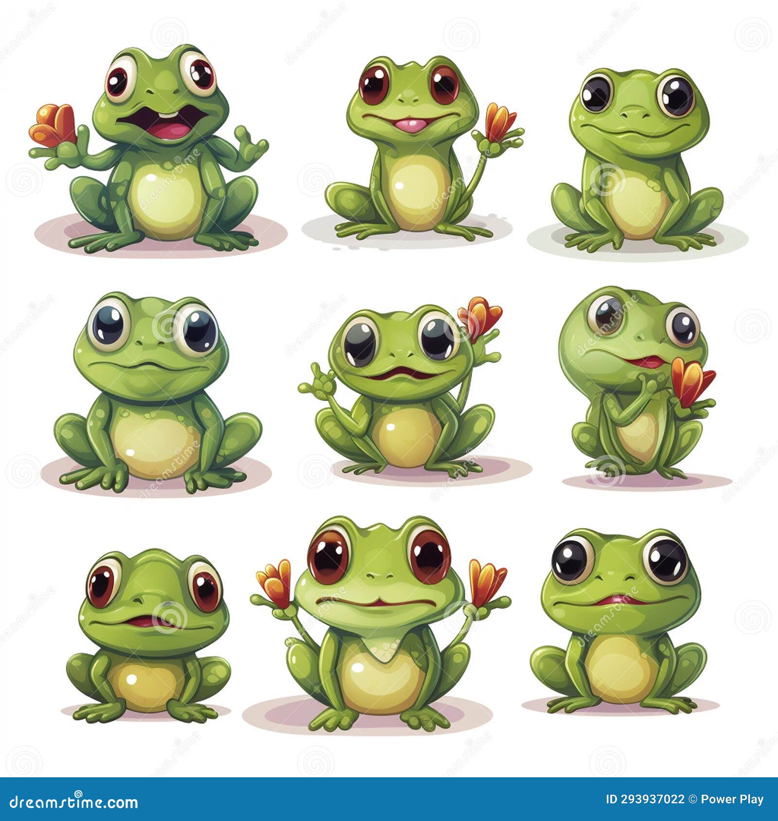 Frogs Set. Cute Cartoon Character Stock Illustration - Illustration of ...