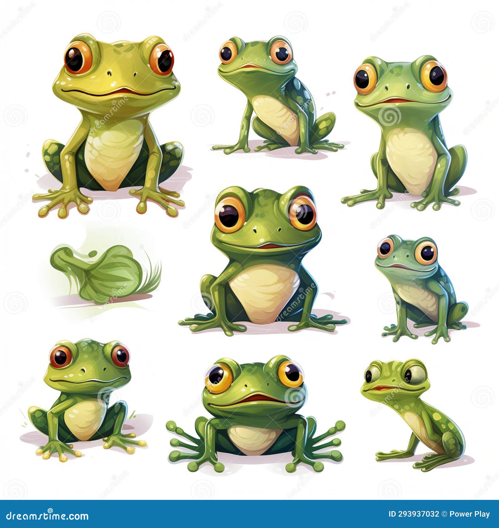 Frogs Set. Cute Cartoon Character Stock Illustration - Illustration of ...