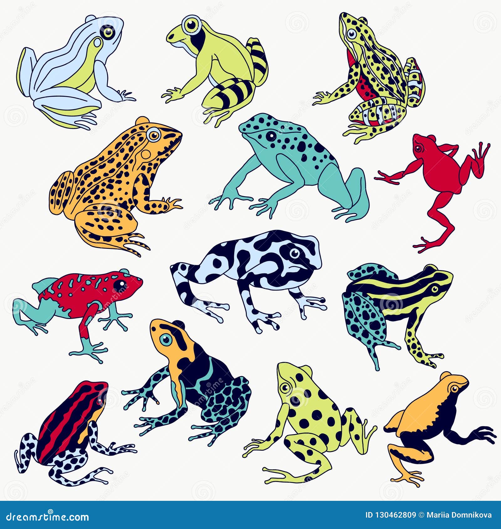 Frogs set stock vector. Illustration of wildlife, tropical - 130462809