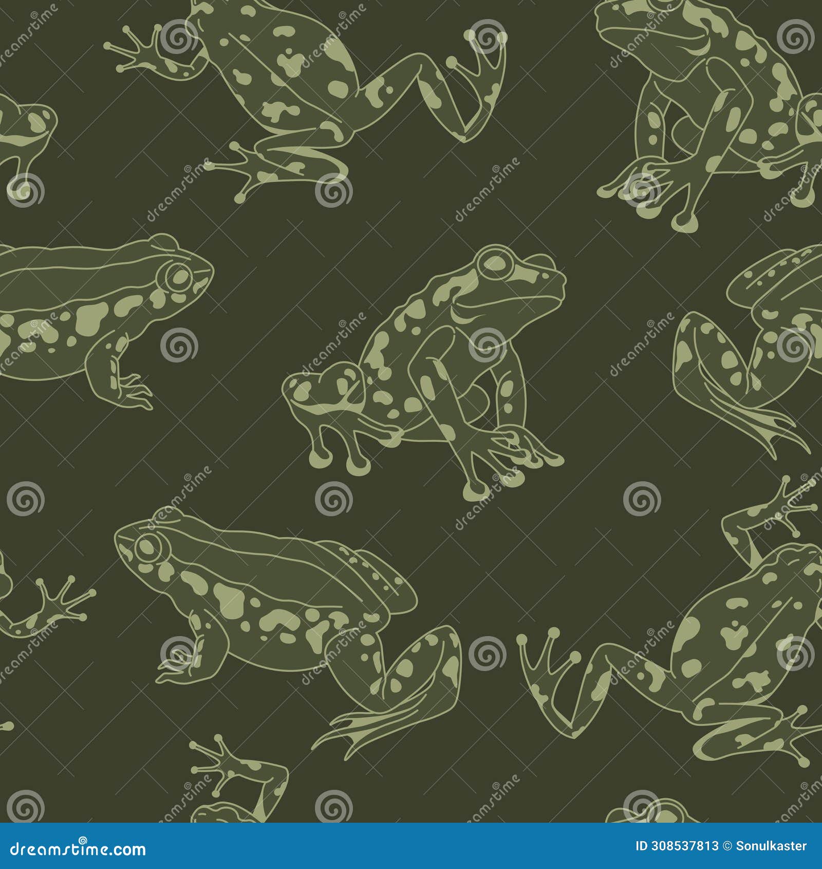 Frogs Silhouette Seamless Pattern Stock Illustration - Illustration of ...