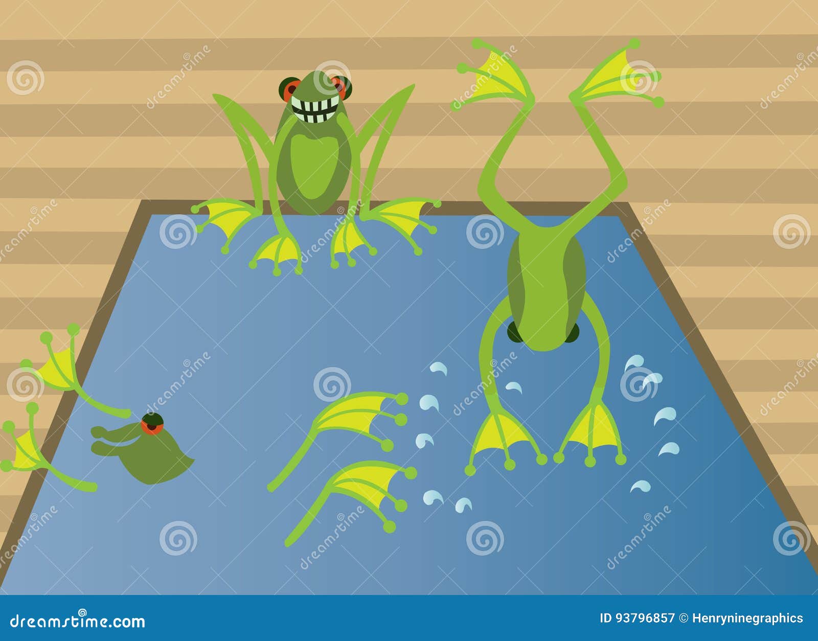Frogs swimming pool stock vector. Illustration of bath - 93796857