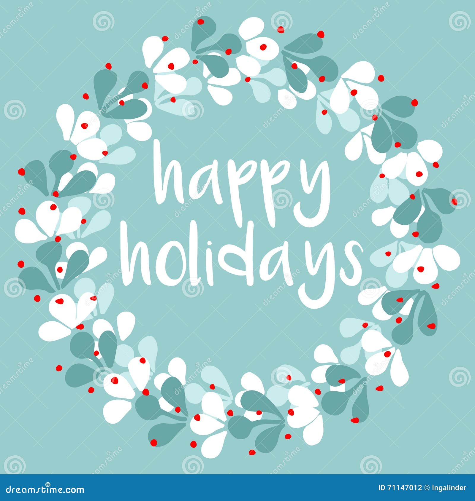 Frohe Feiertage Vektorkarte Mit Kranz Vektor Abbildung - Illustration ...