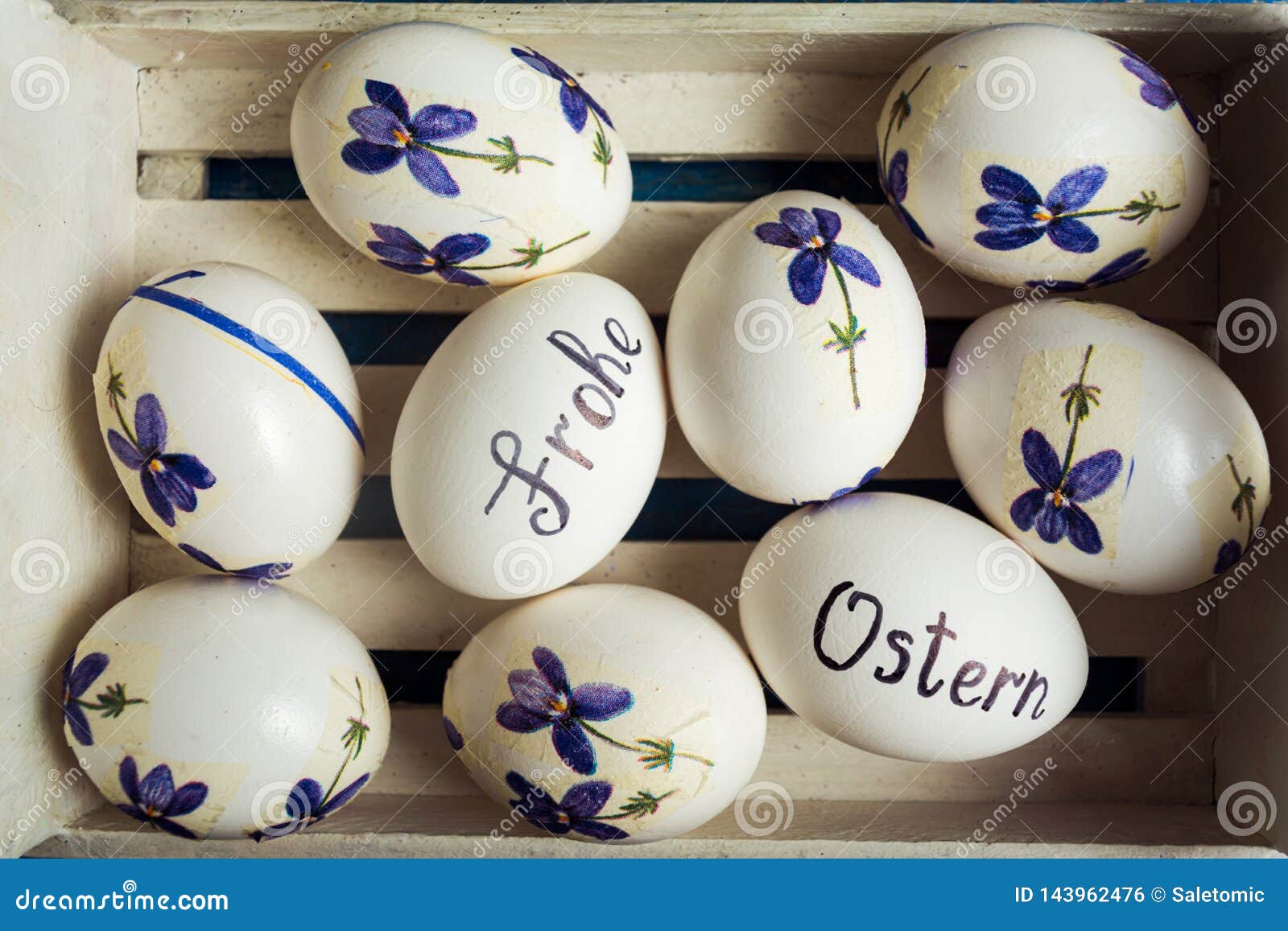 Frohe Ostern Written on Eggs Stock Photo - Image of view, golden: 143962476