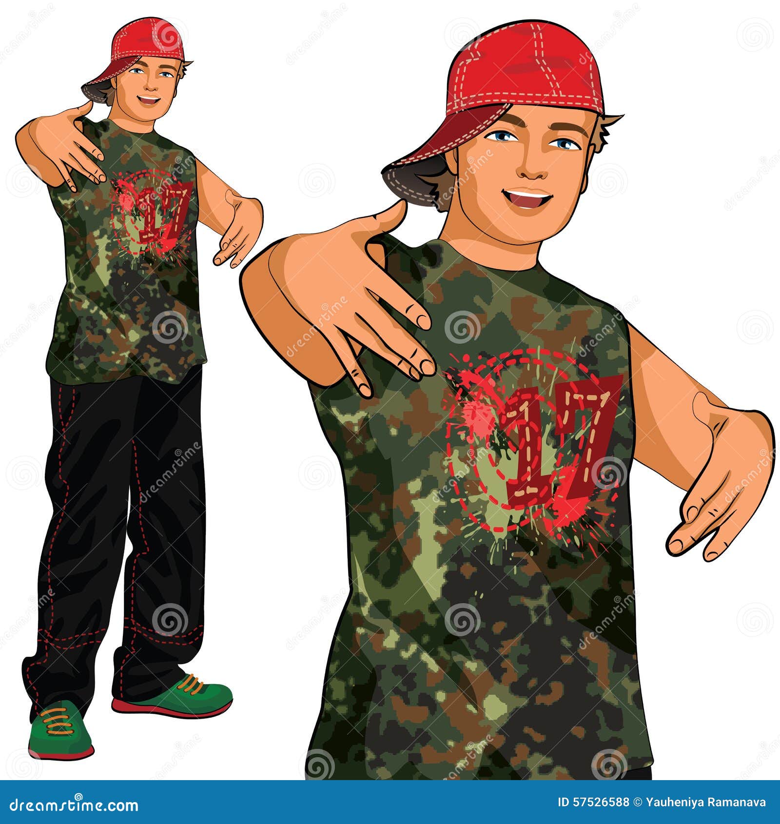 Froher Junger Mann in Der Kappe, Die Ganz Gut War Vektor Abbildung ...