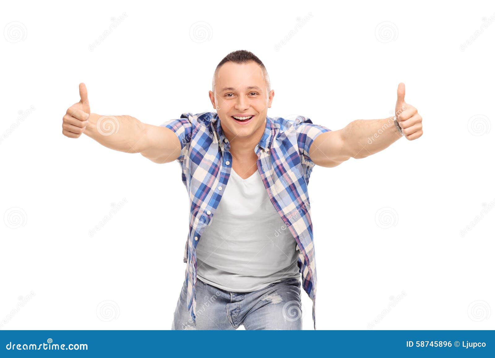 Froher Kerl Mit Einer Haltung, Daumen Aufgebend Stockfoto - Bild von ...