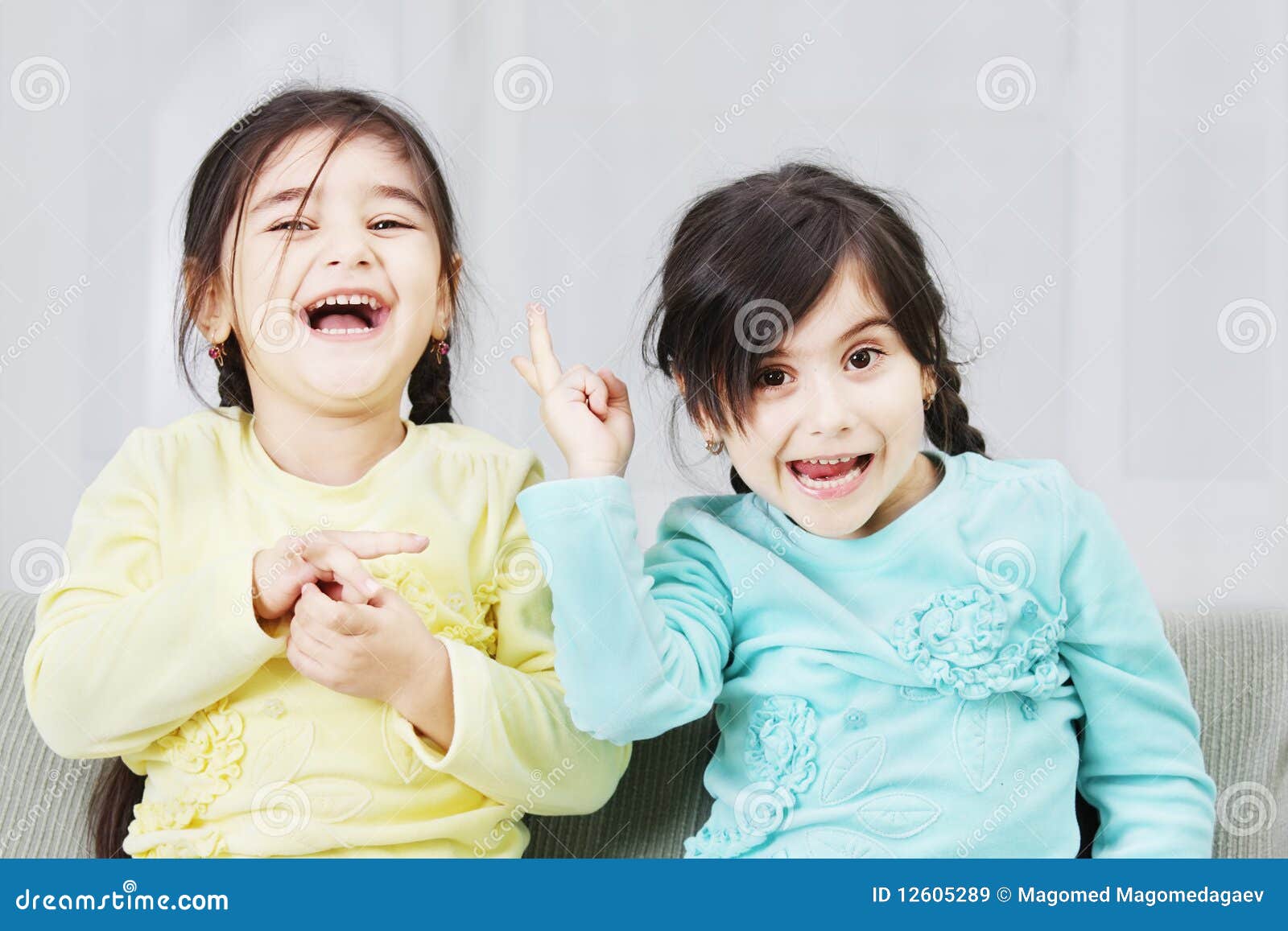 Frolic sisters stock image. Image of positive, family - 12605289