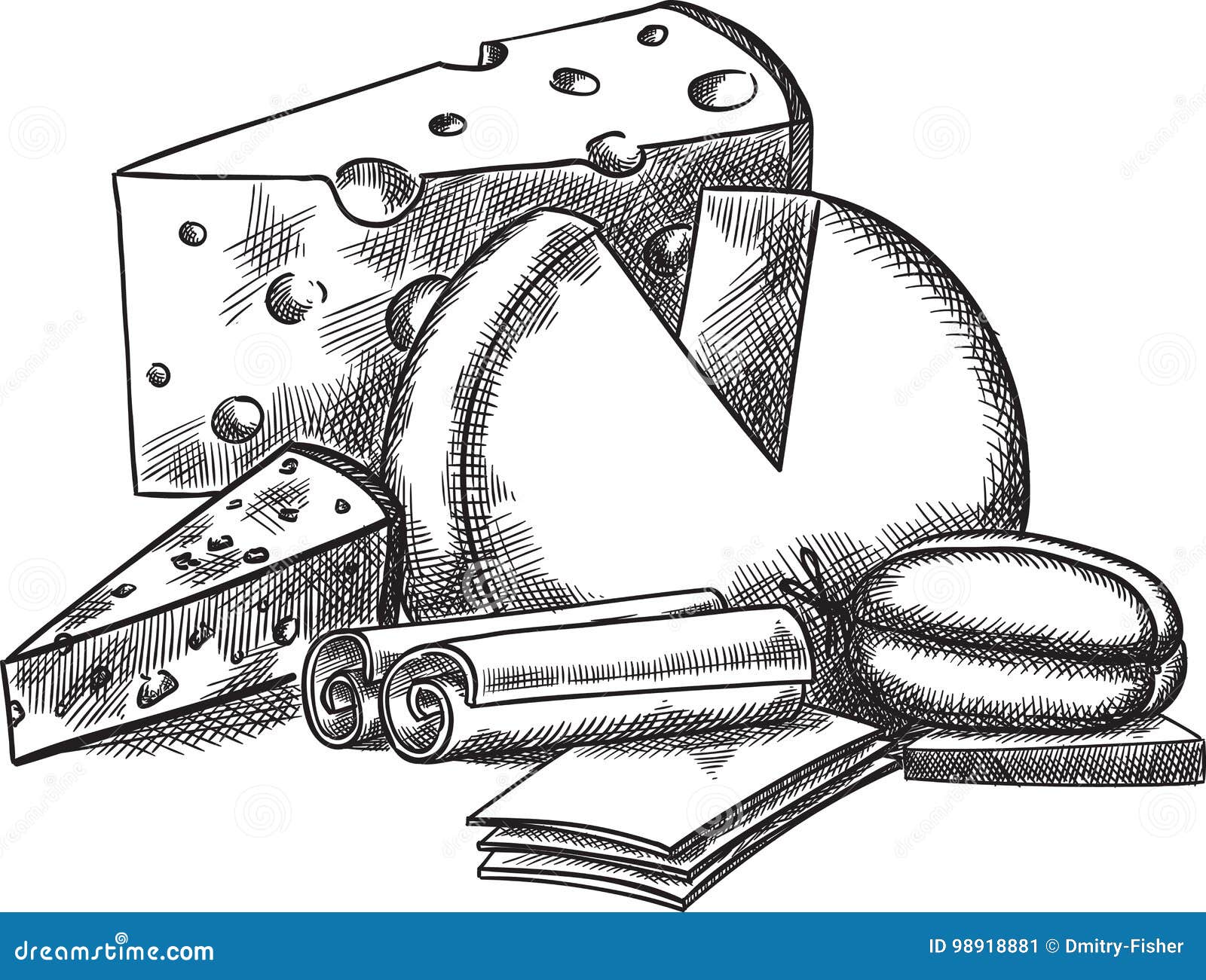 Fromages illustration de vecteur. Illustration du illustration - 98918881