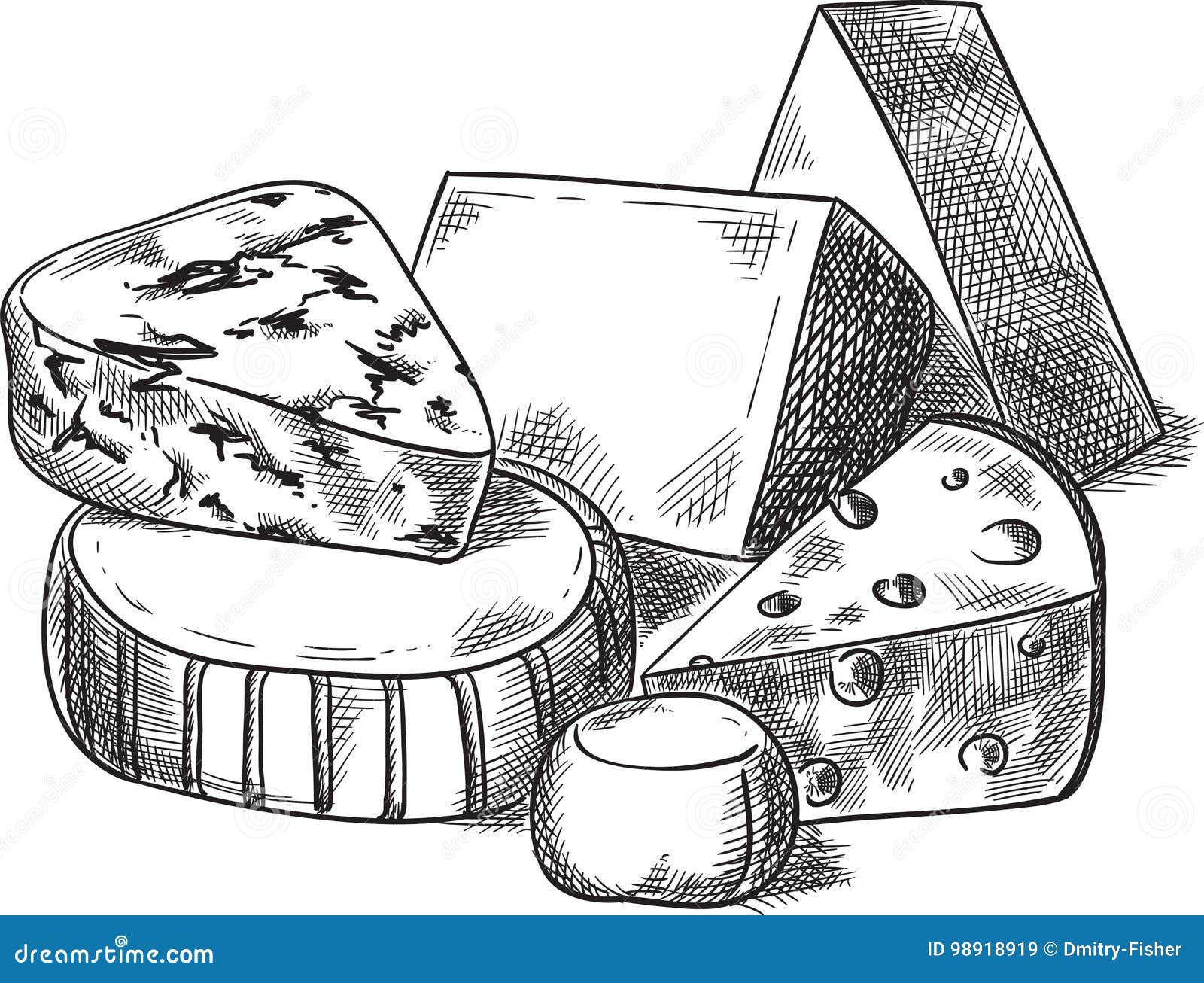 Fromages illustration de vecteur. Illustration du carte - 98918919