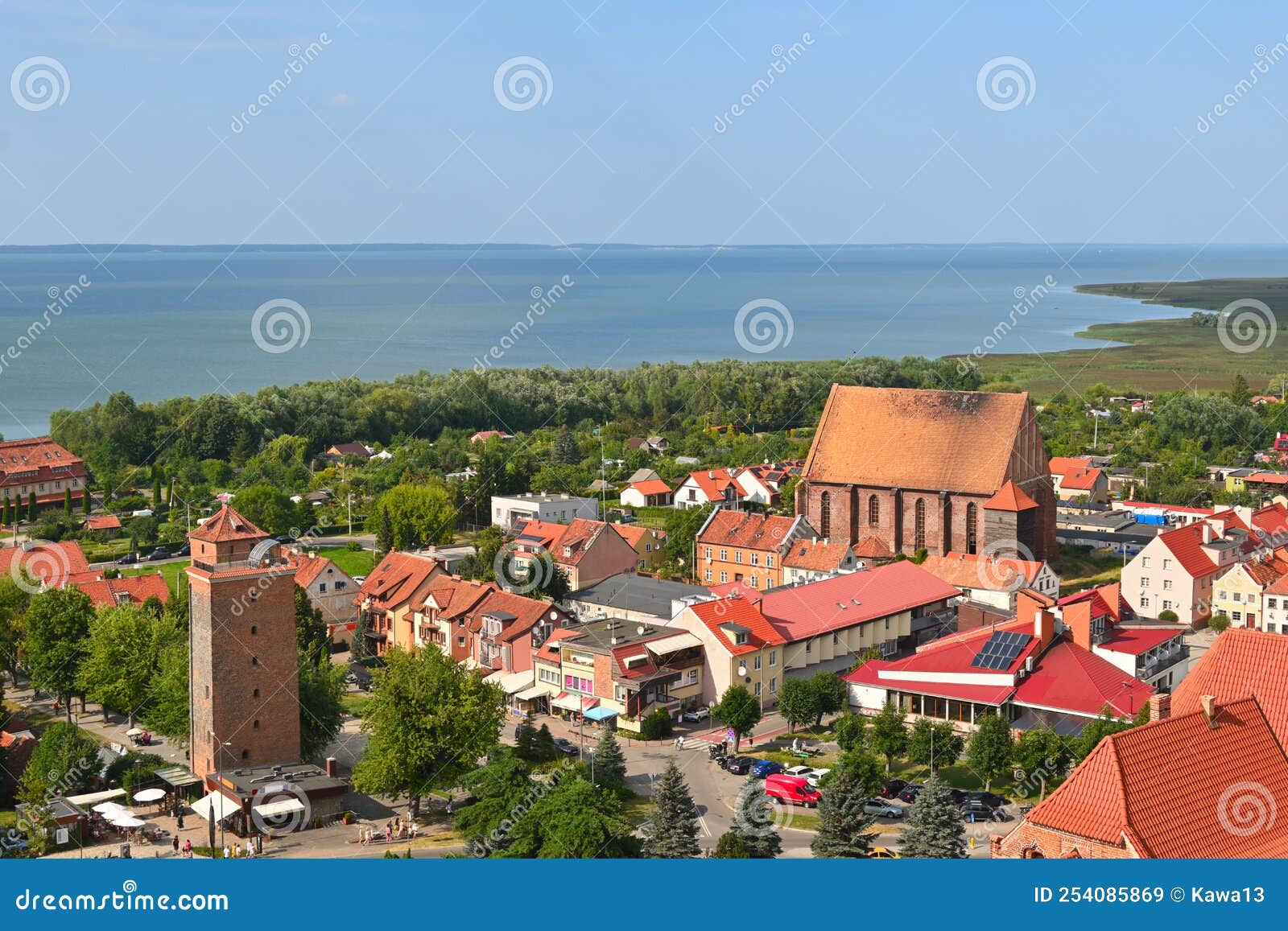 Frombork Town Panorama with Vistula Lagoon Stock Image - Image of ...
