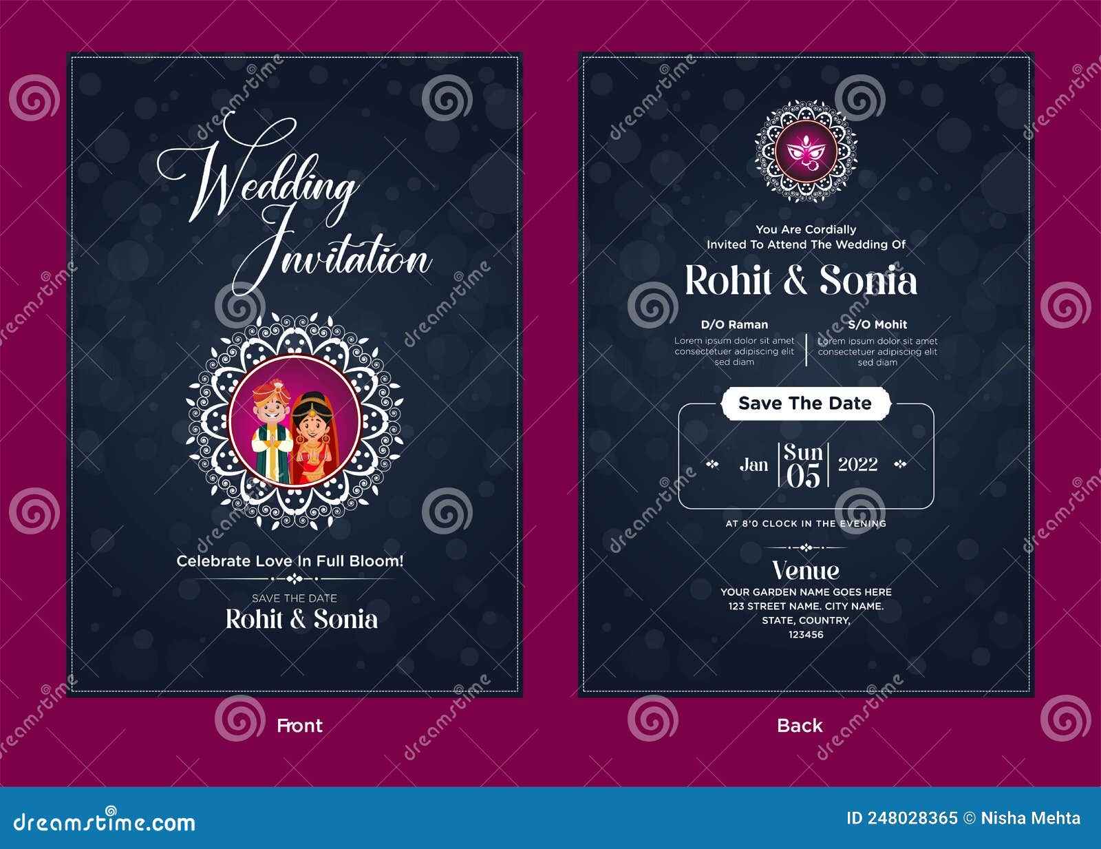 Elegant Indian Wedding Invitation Card Stock Vector - Illustration of ...
