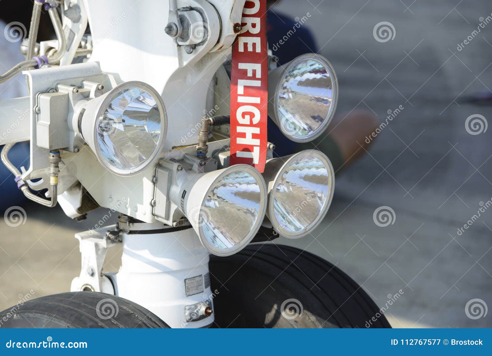 Front Aircraft Lights and Landing Gear Stock Image - Image of lights ...