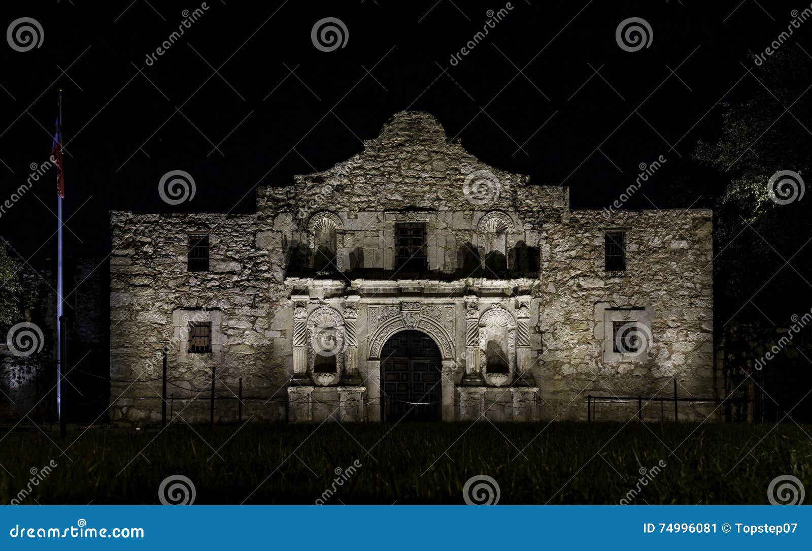 Front of the Alamo at Night Stock Image - Image of mexico, spanish ...