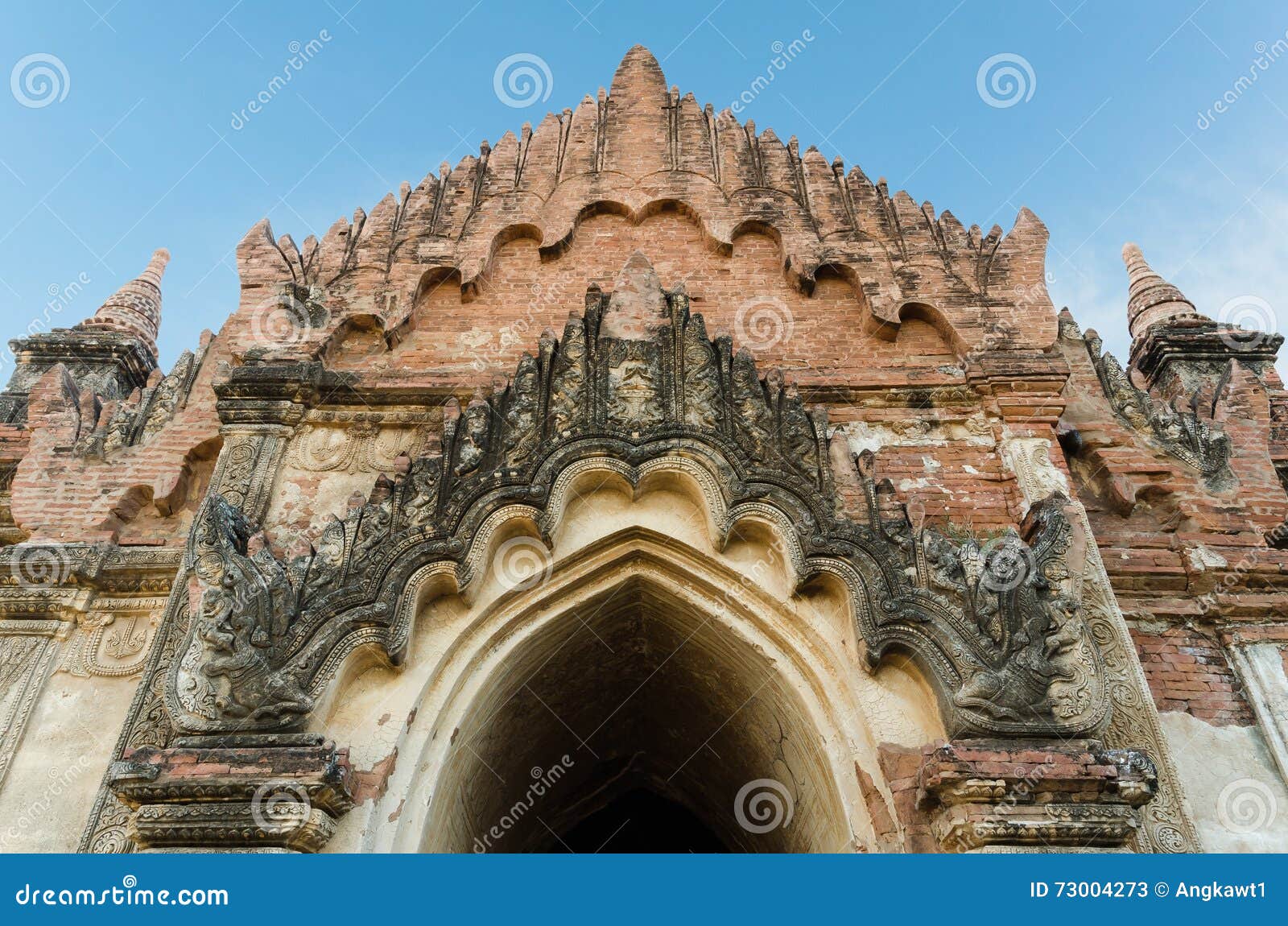 The Front of Ancient Htilo Minlo Pagoda at Dawn with Blue Sky Stock ...