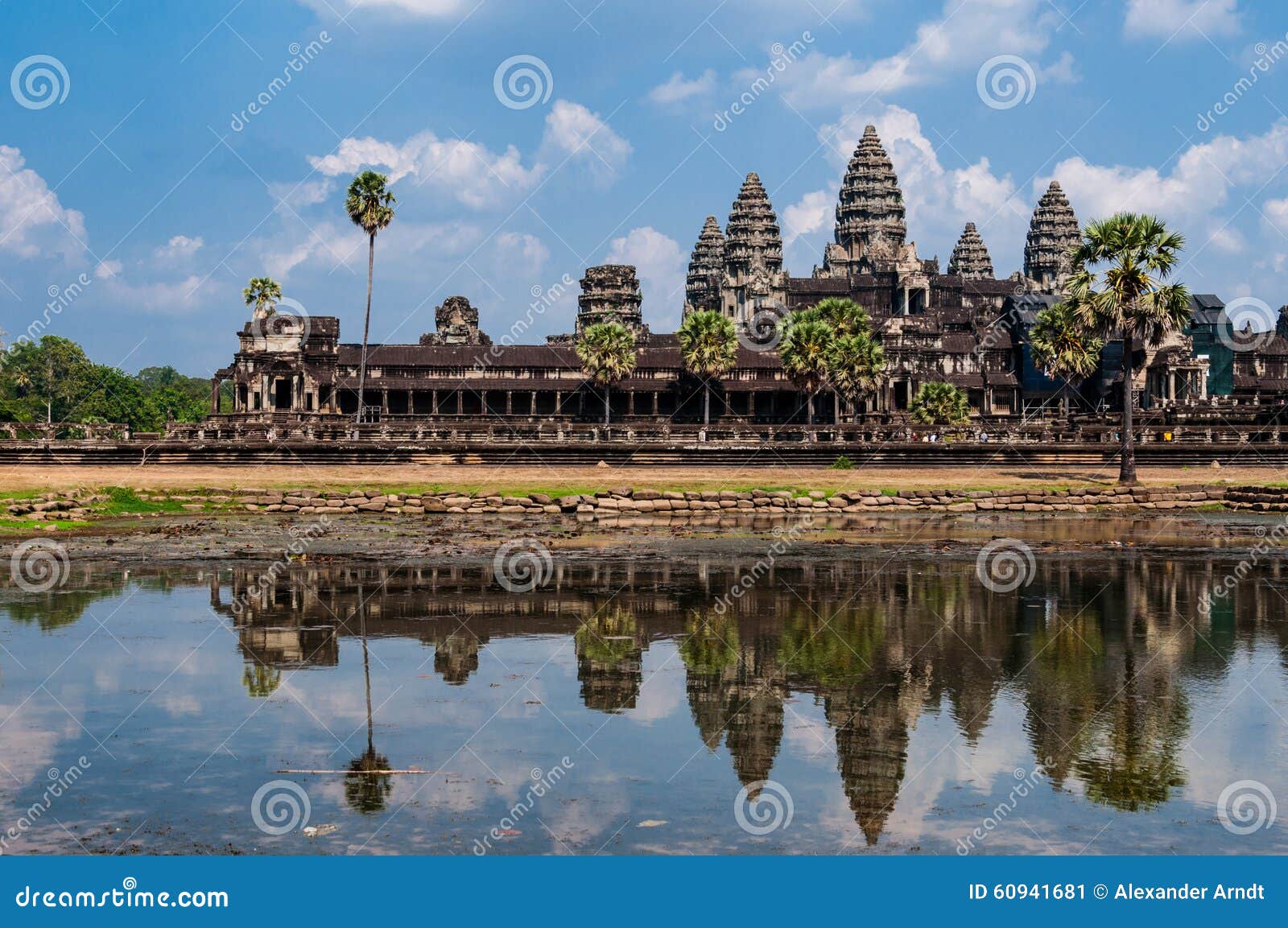 Front of Angkor Wat with Reflection in Water Stock Image - Image of ...