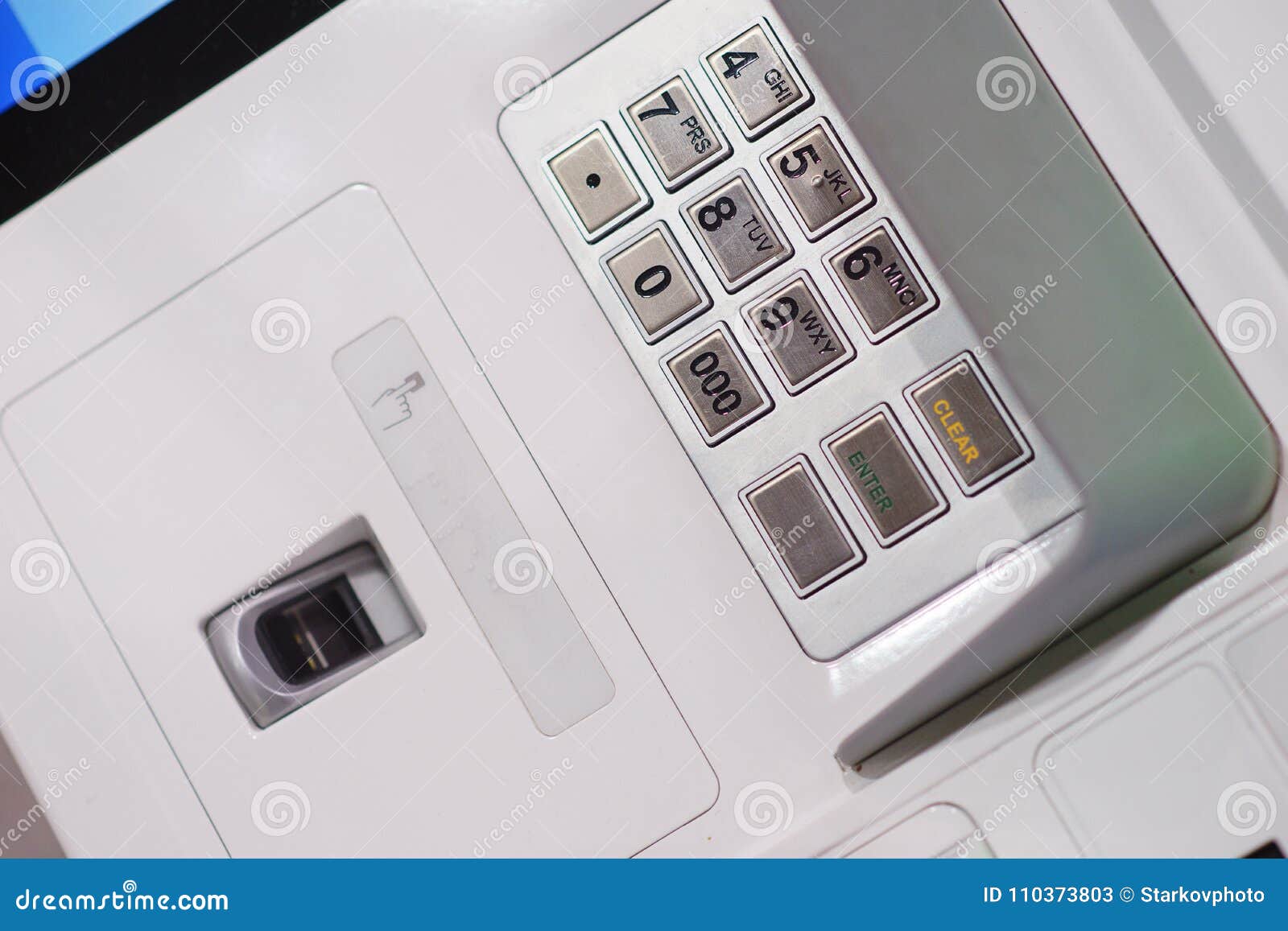 Front ATM Panel with a Keyboard for Entering a Password, a Fingerprint ...