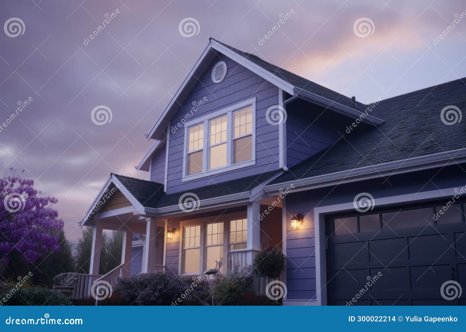 The Front of an Attractive Home with Rain Pouring Down the Windows ...