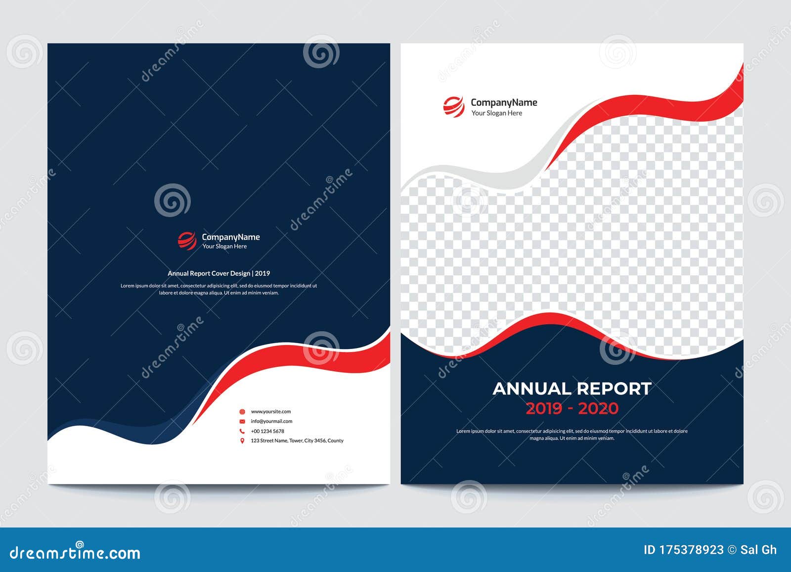 Front and Back Annual Report Cover Design with Image Stock Vector ...
