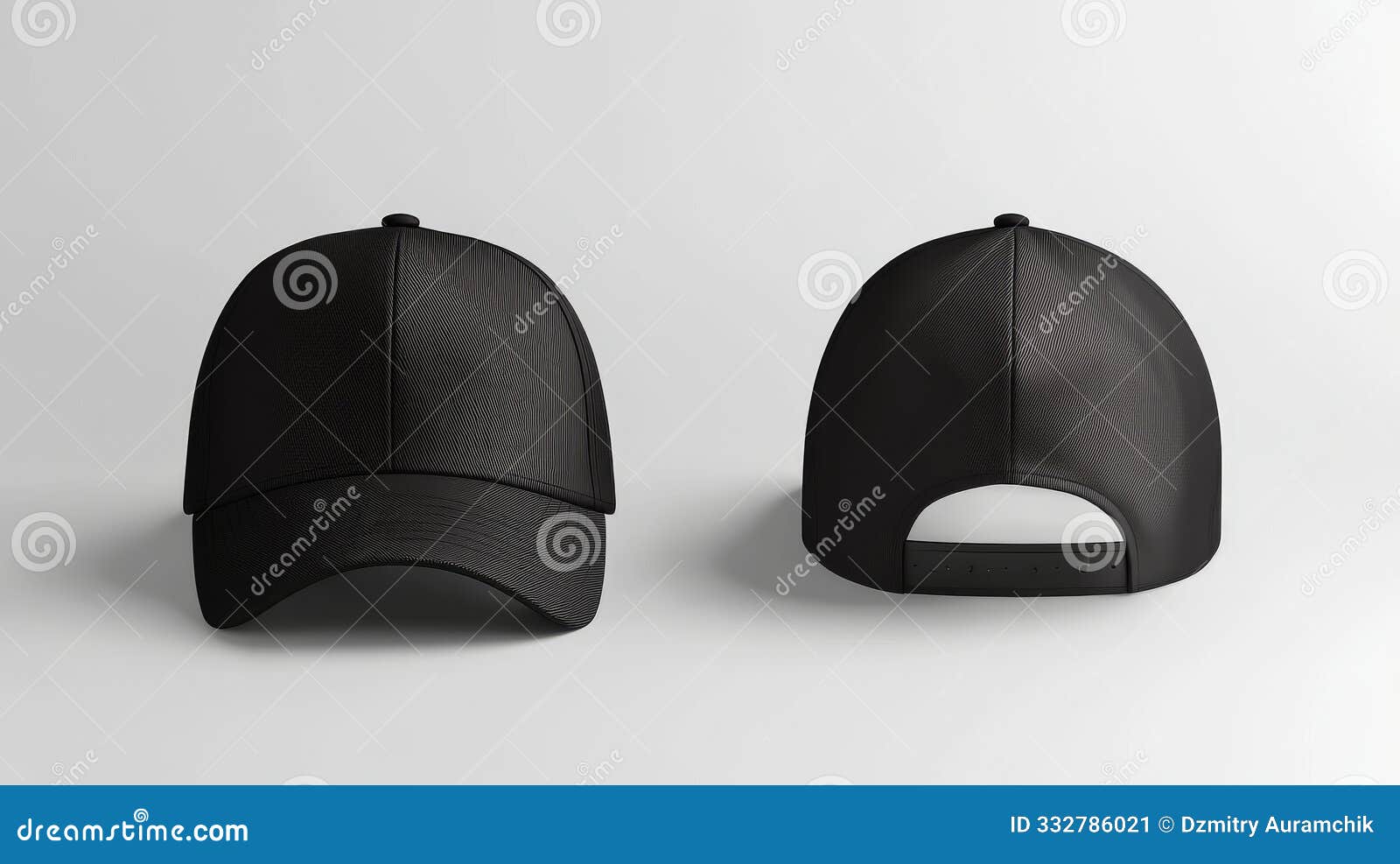 The Front and Back of a Black Baseball Cap from Different Angles. a ...