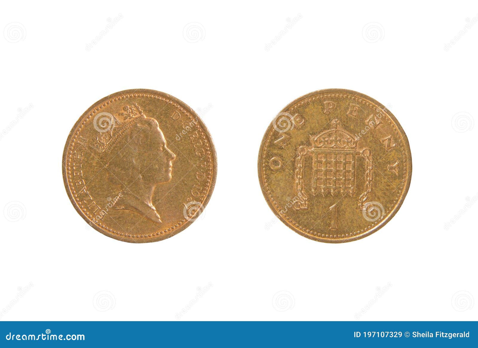Front and Back of British Penny, Isolated Editorial Stock Image - Image ...