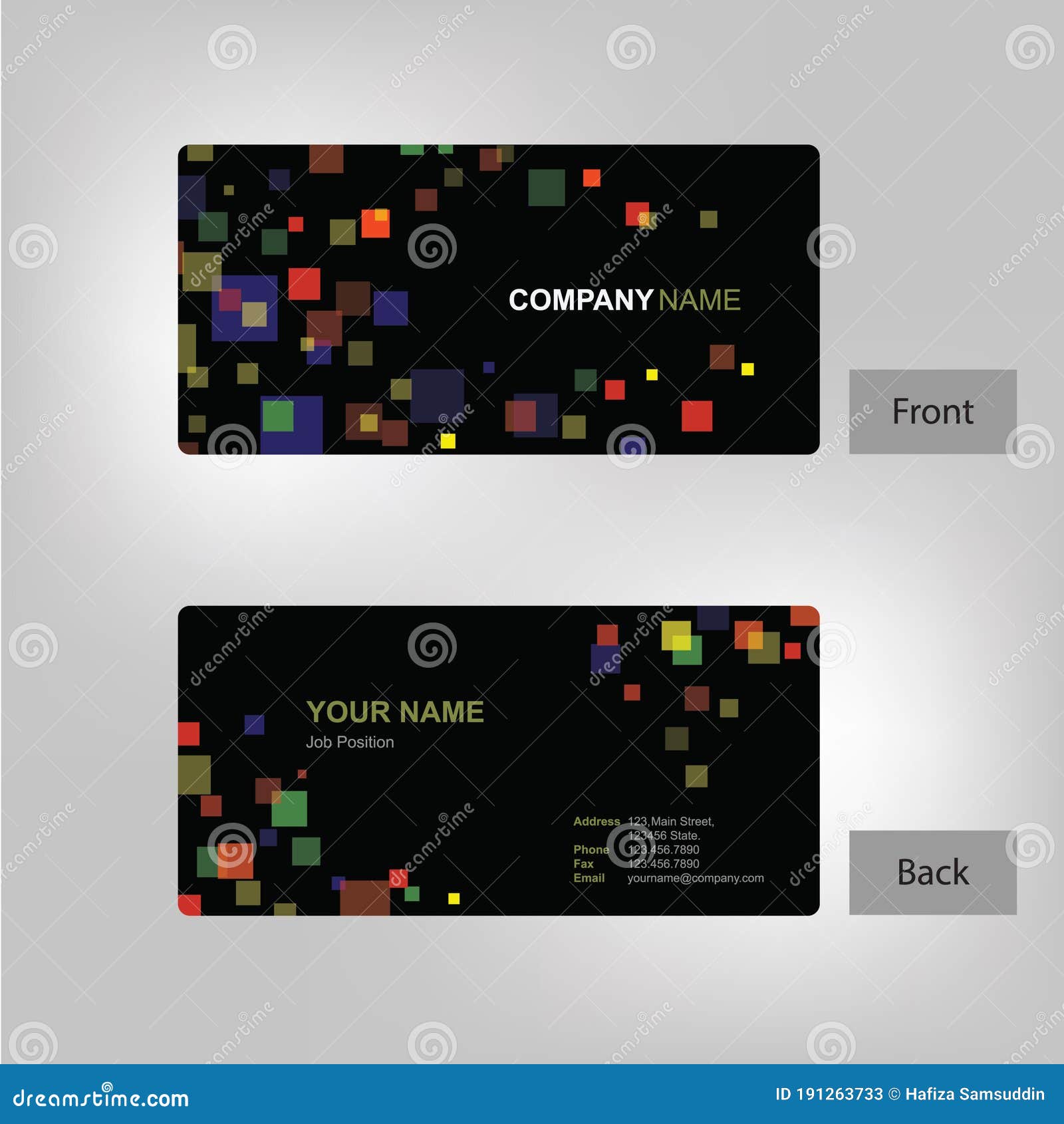 Front and Back Business Card Template. Vector Illustration Decorative ...
