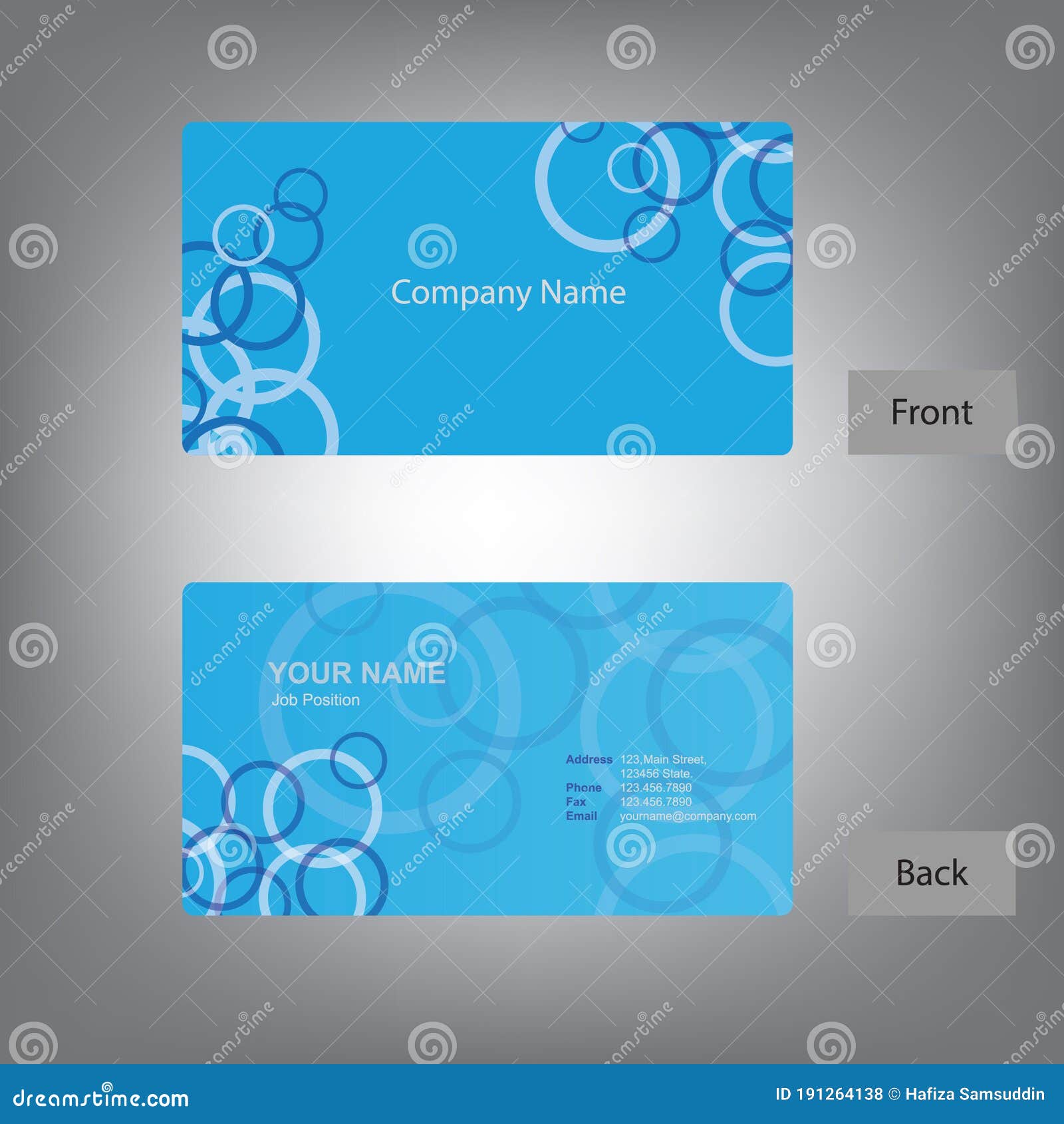 Front and Back Business Card Template. Vector Illustration Decorative ...