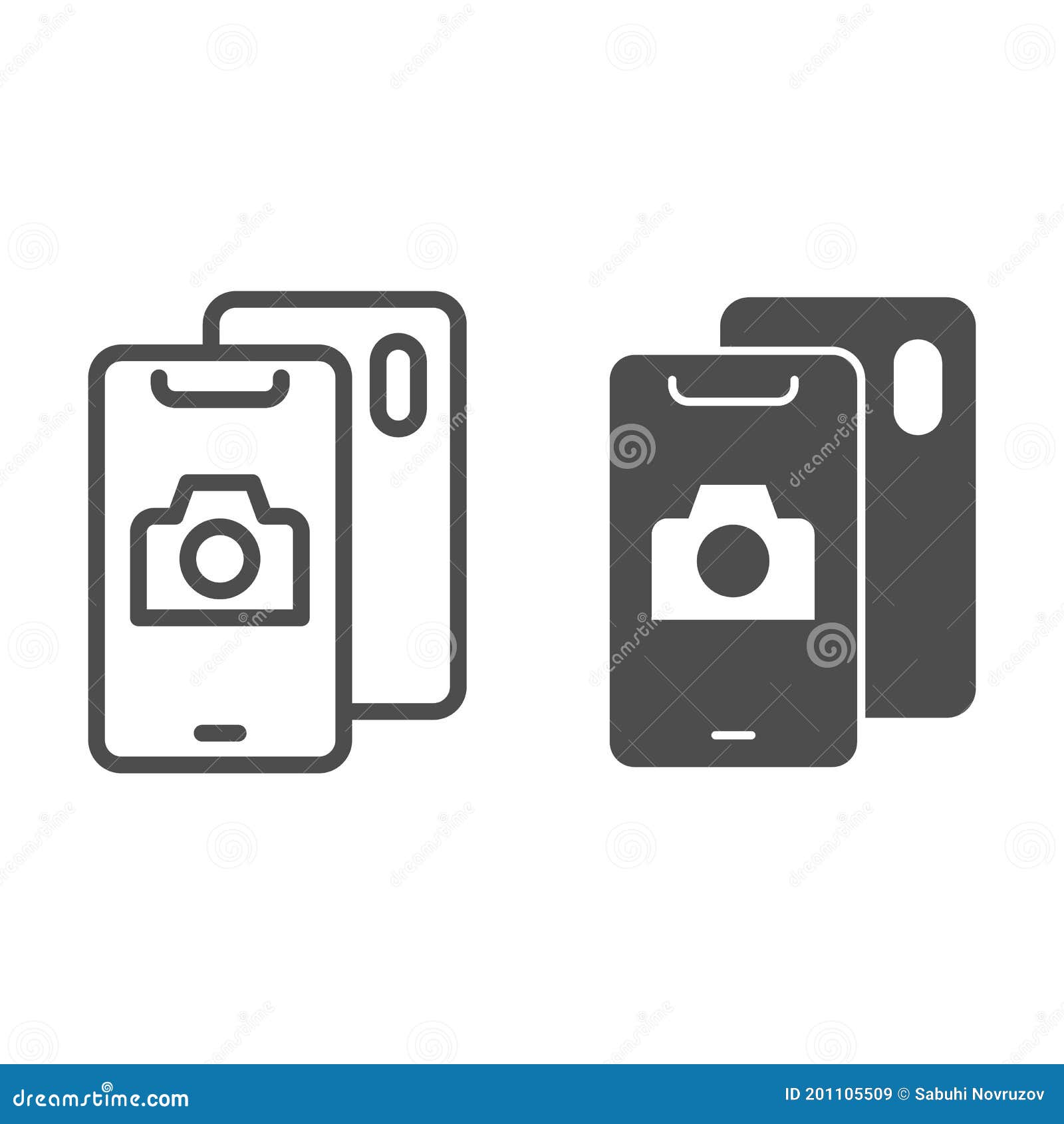 Front and Back Camera of Smartphone Line and Solid Icon, Smartphone ...