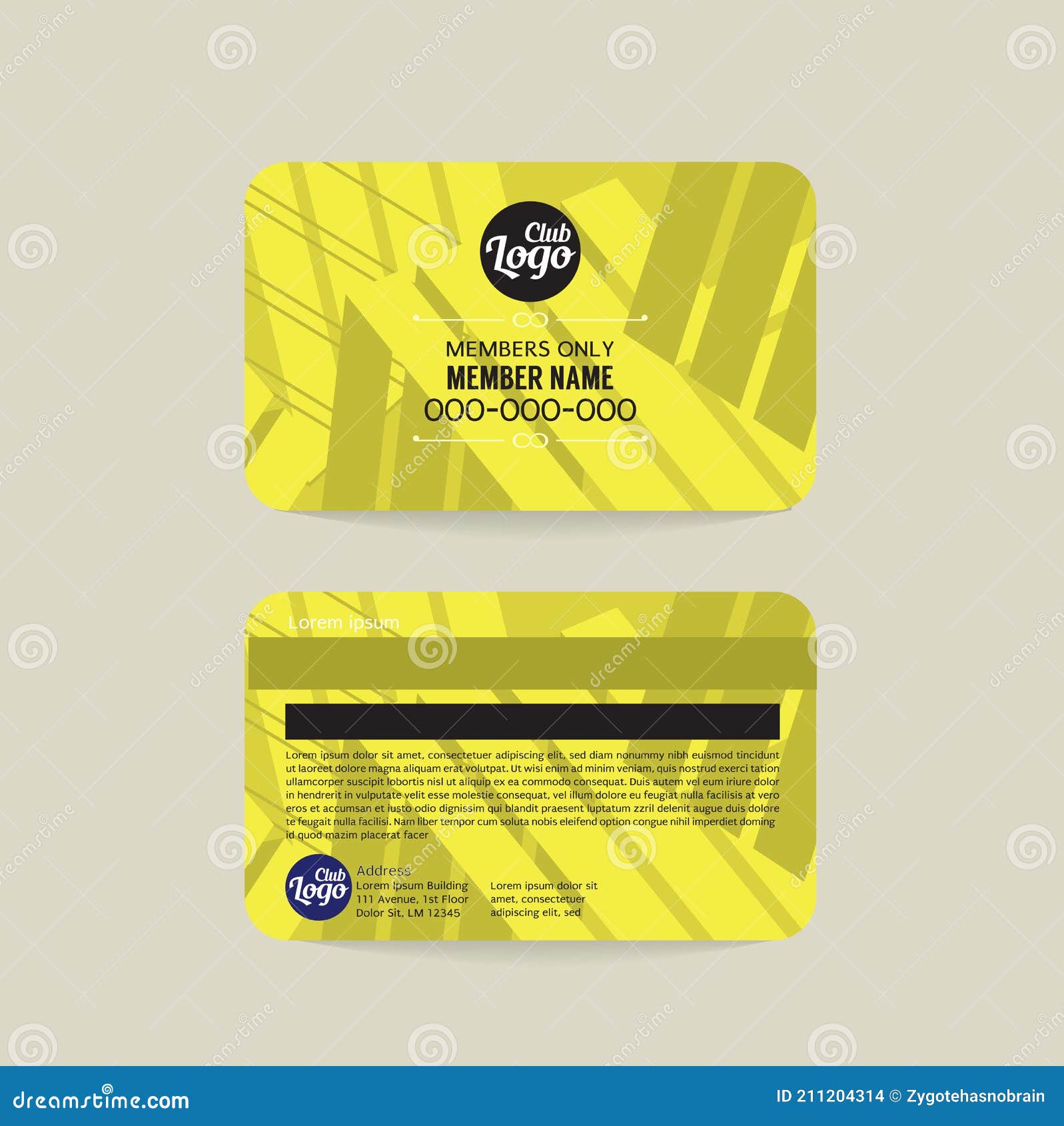 Front and Back Club Member Card Template Abstract Triangle Vector Stock ...