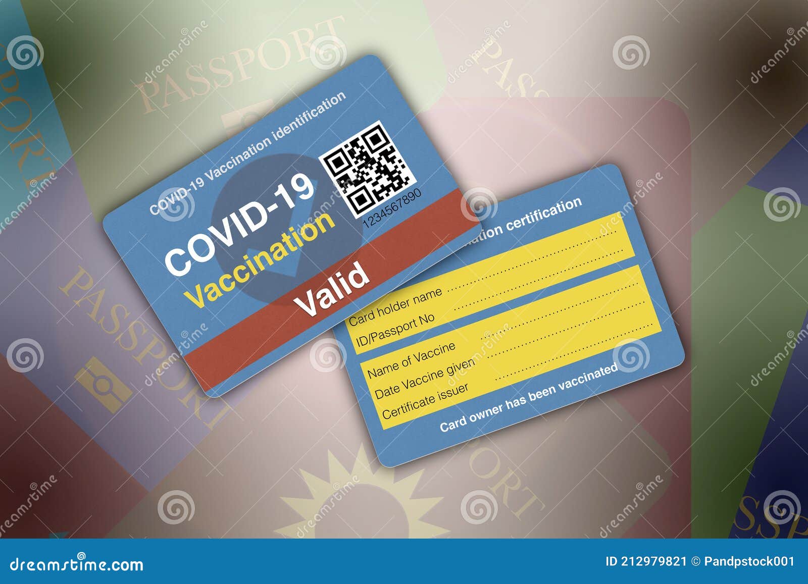 Front and Back of Covid-19 Vaccination Identification Card Stock ...