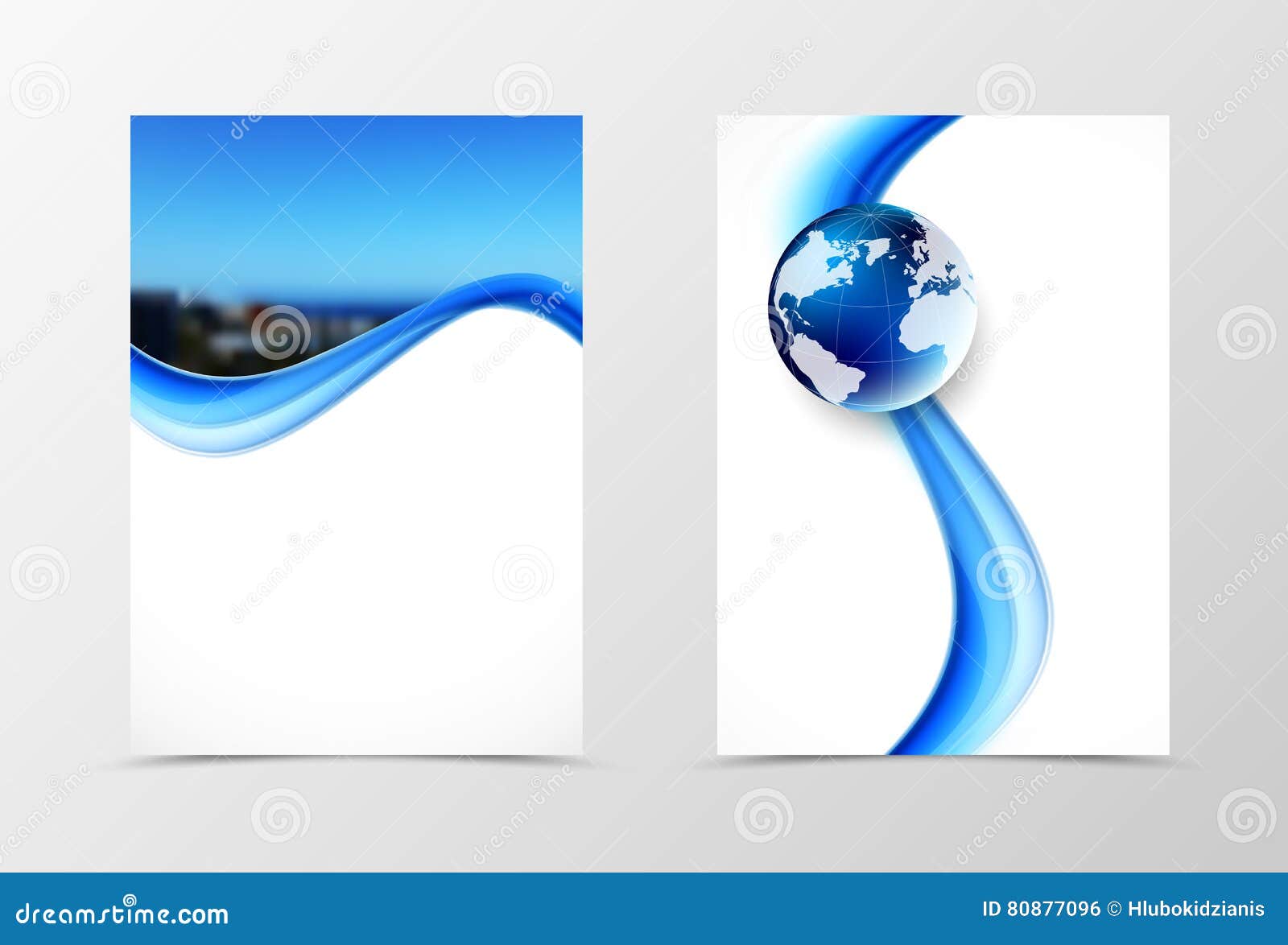 Front And Back Dynamic Wave Flyer Template Design Vector Illustration ...