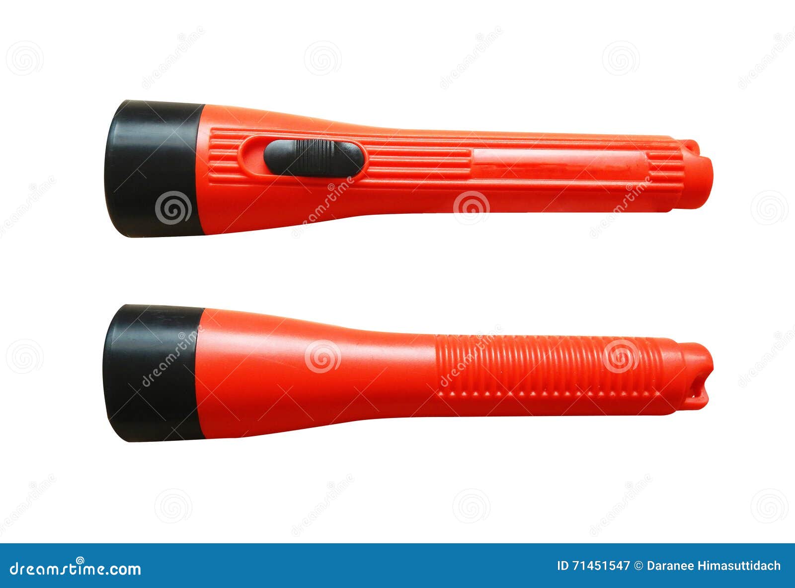 Front And Back Electric Pocket Red Flashlight Isolated On White ...