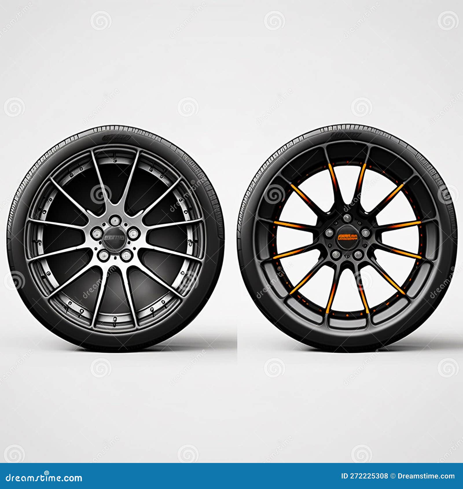 Front and Back Empty Car Wheels Mockup Template, Generative AI Stock ...