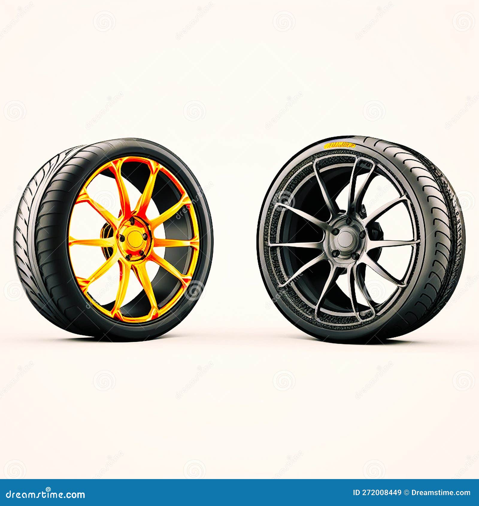 Front and Back Empty Car Wheels Mockup Template, Generative AI Stock ...