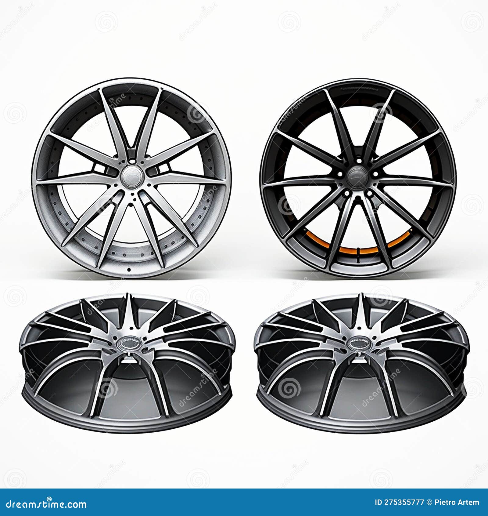 Front and Back Empty Car Wheels Mockup Template, Generative AI Stock ...