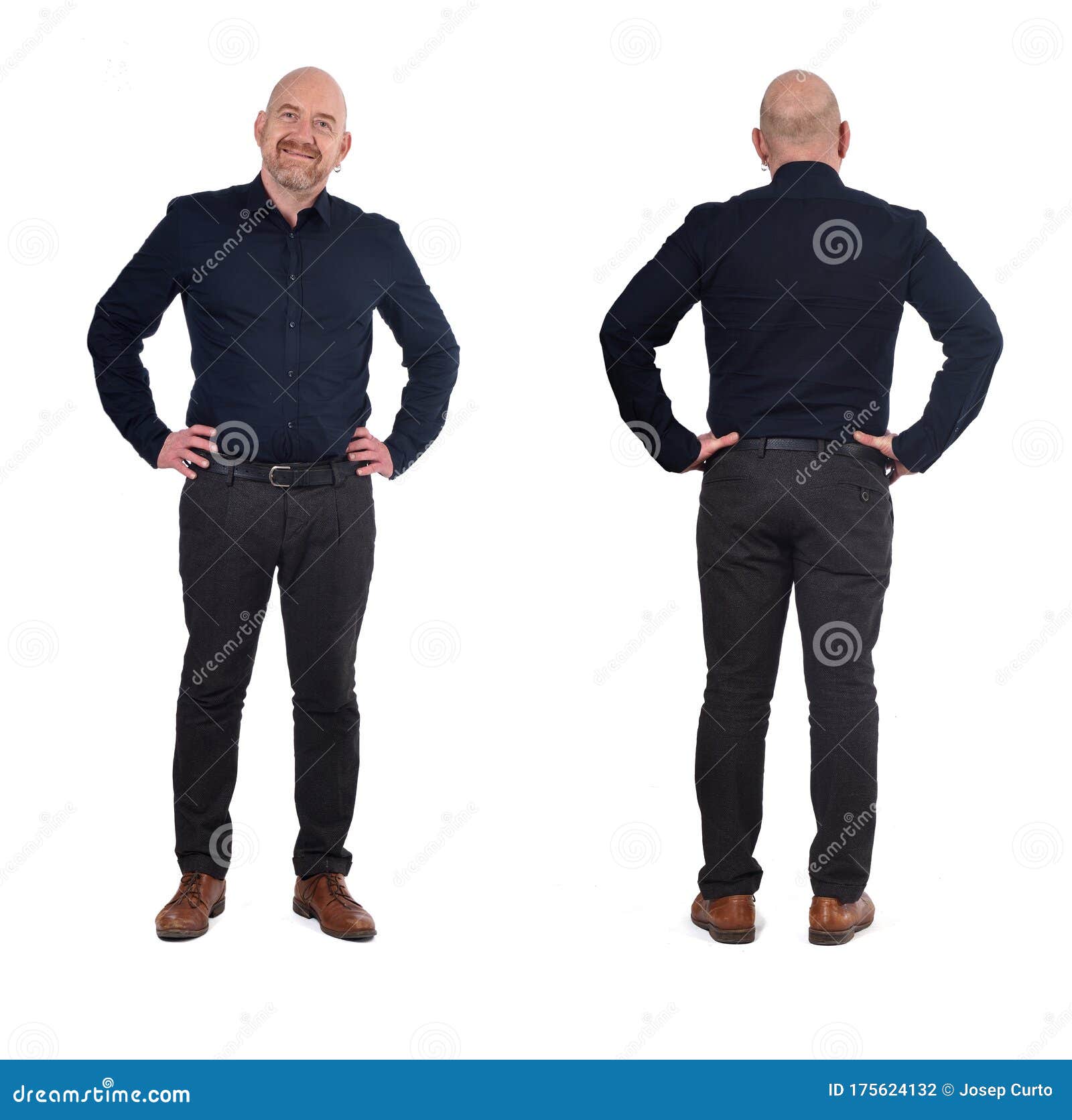 Front and Back of Full Portrait of a Man on White Stock Photo - Image ...