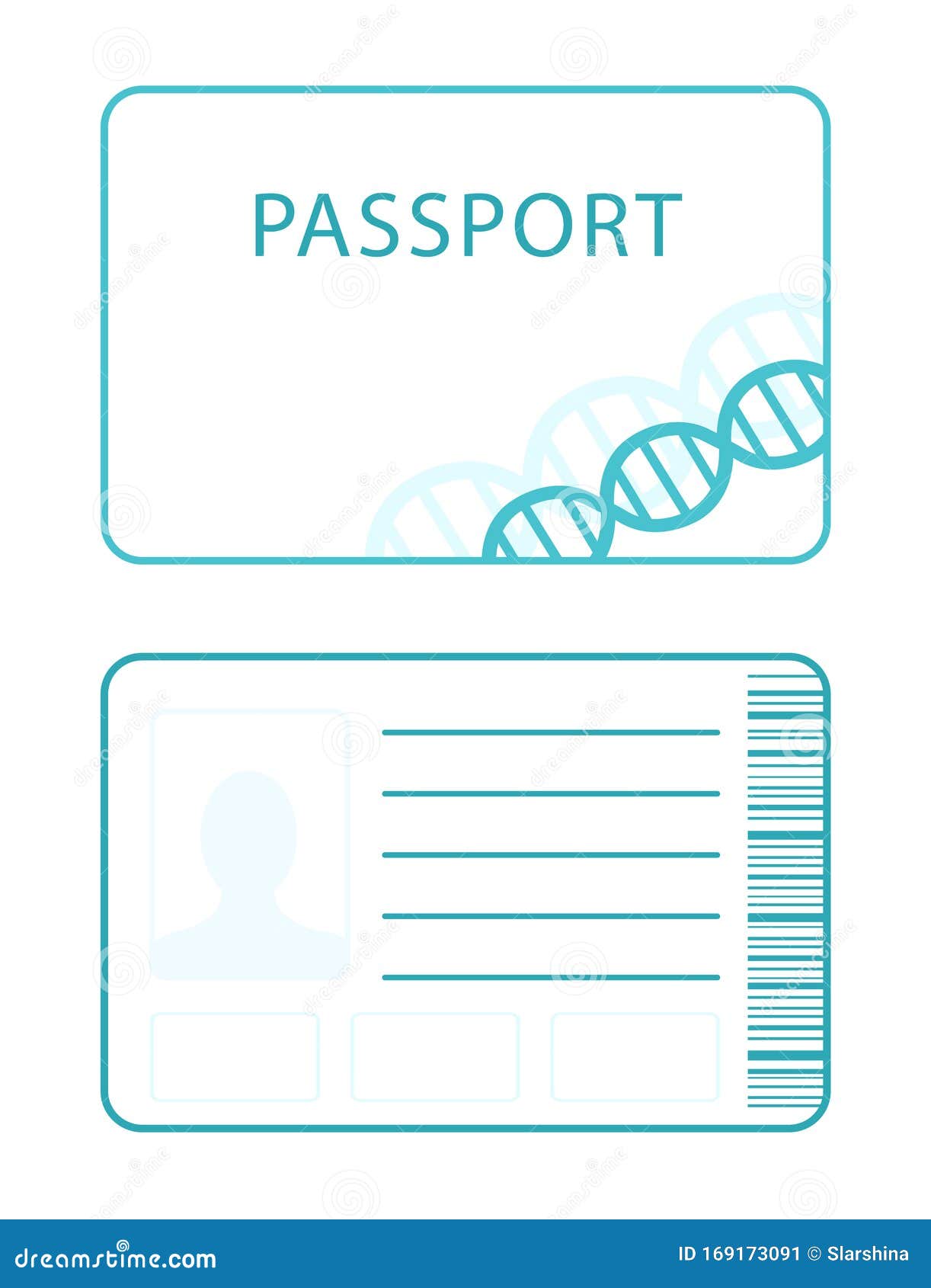 Front And Back Of The Genetic Passport With Barcode Modern Flat Design Icon The Medical